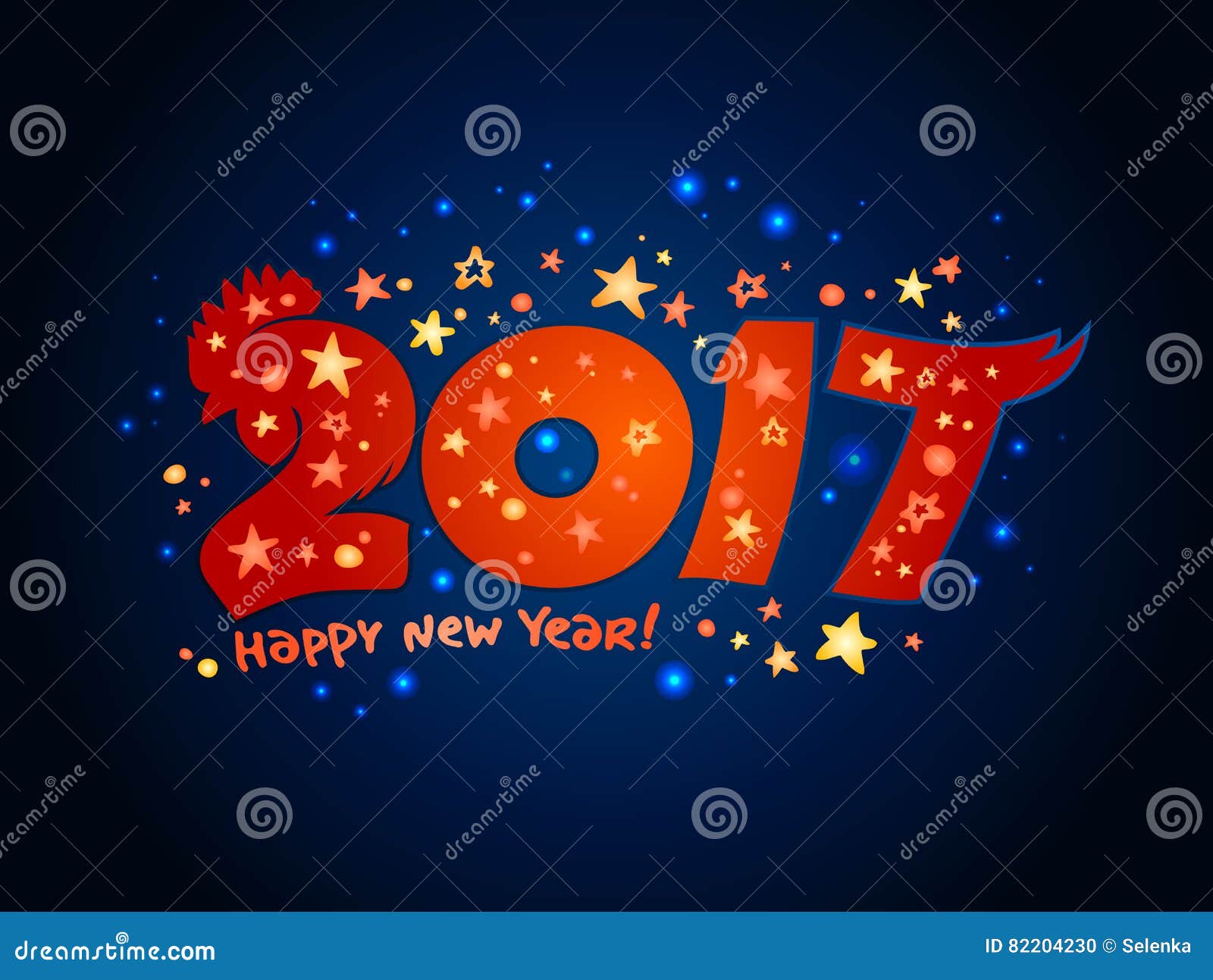 2017 Year Symbol Design with Red Rooster Stock Vector - Illustration of ...