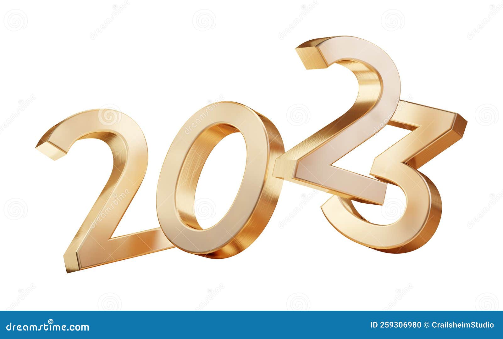 Year Symbol 2023 Golden 3d-illustration Stock Illustration ...