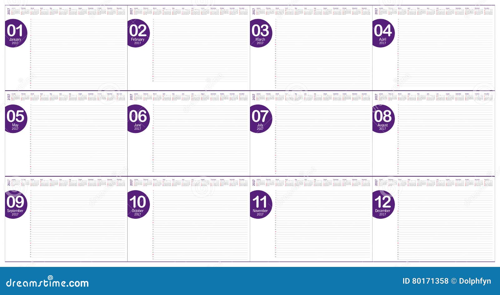 Year 2017 Table Calendar Vector Design Template Stock Vector ...