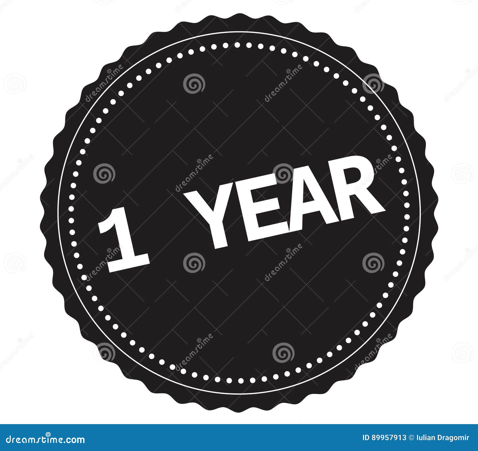 1-YEAR Text, on Black Sticker Stamp. Stock Illustration - Illustration ...