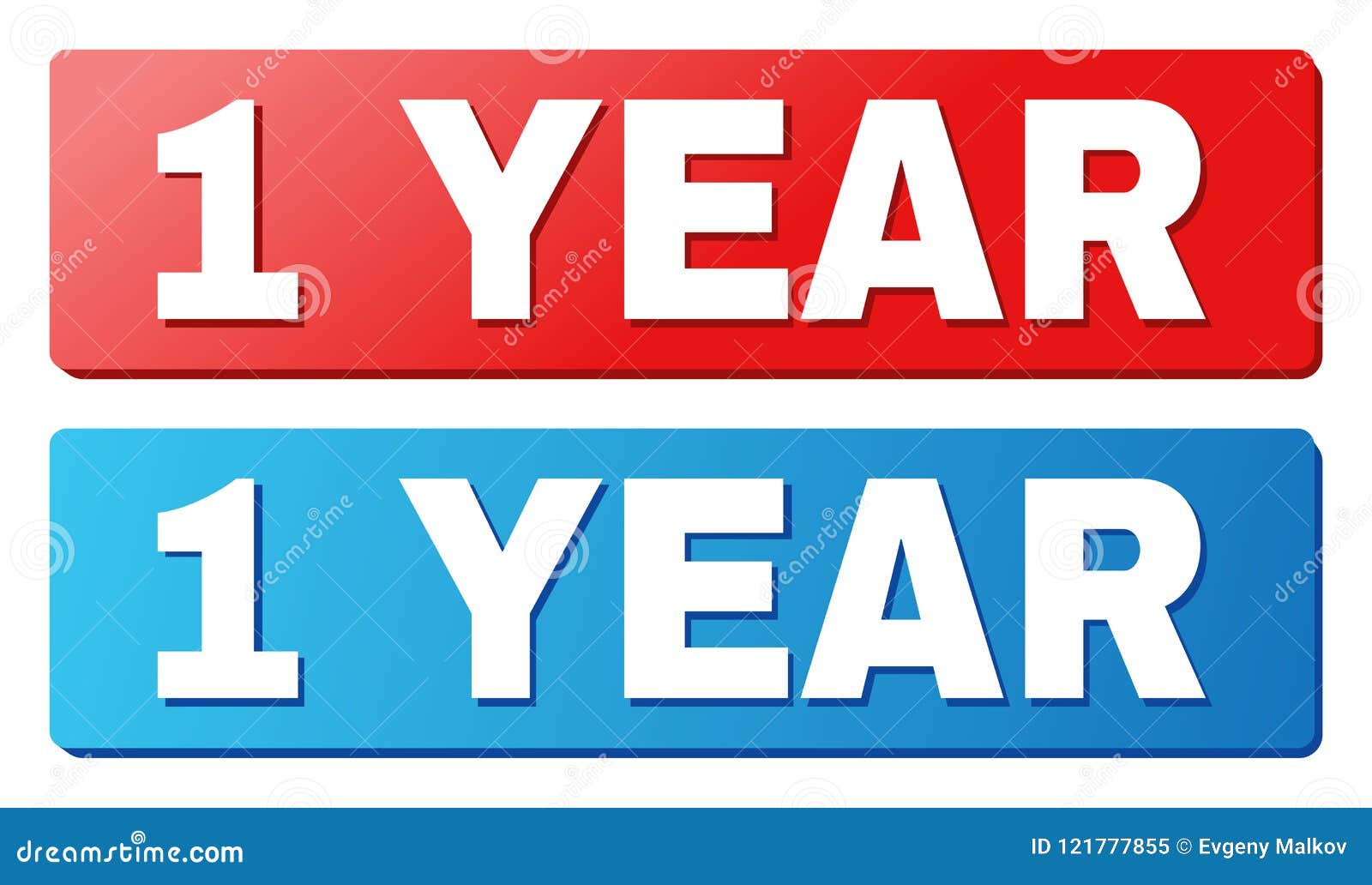 1 YEAR Text on Blue and Red Rectangle Buttons Stock Vector ...