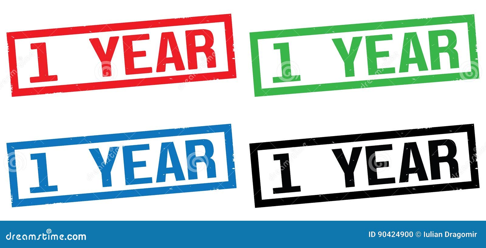 1 YEAR Text, on Rectangle Border Stamp Sign. Stock Illustration ...