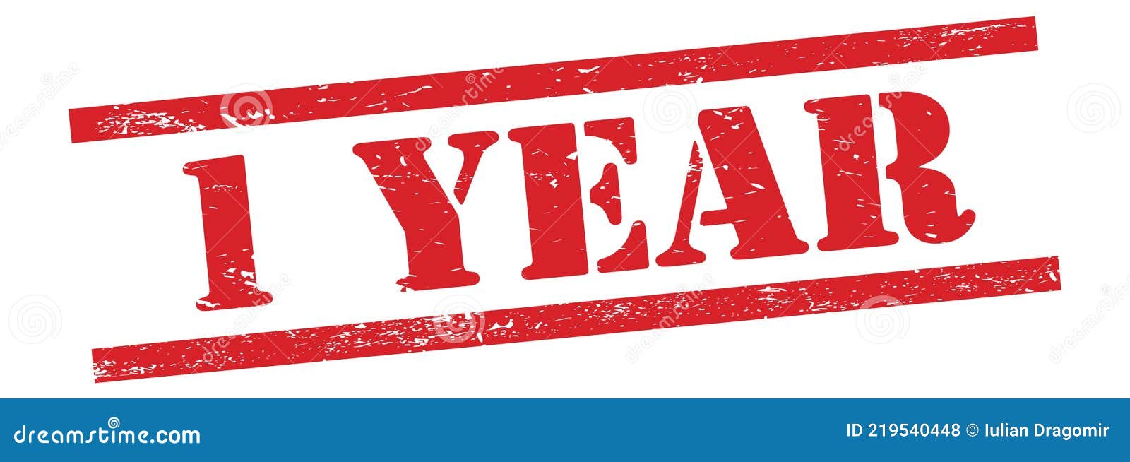 1 YEAR Text on Red Grungy Lines Stamp Stock Illustration - Illustration ...