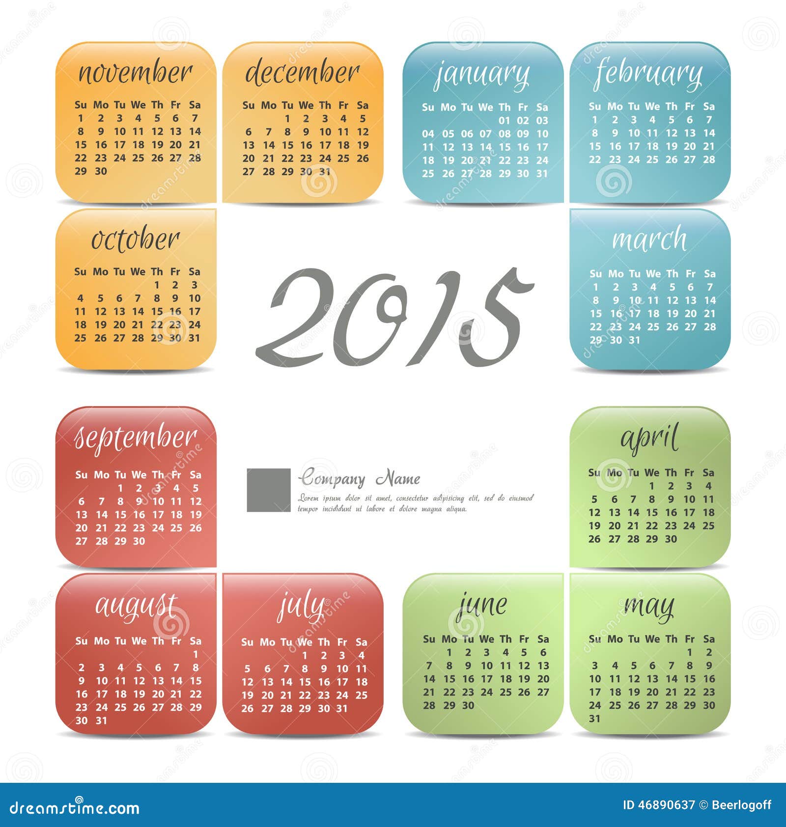 2015 year vector calendar stock vector. Illustration of annual - 46890637