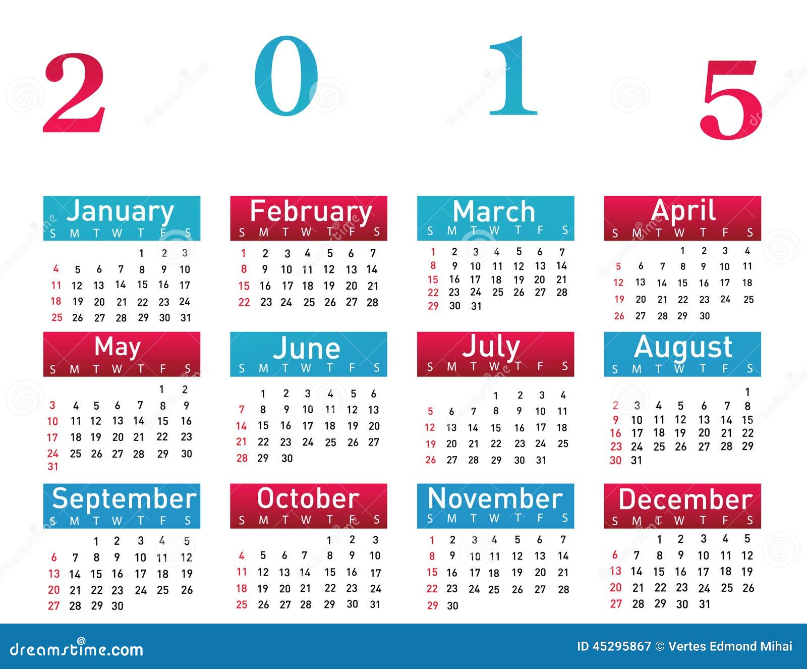 2015 year vector calendar stock vector. Illustration of graphic - 45295867