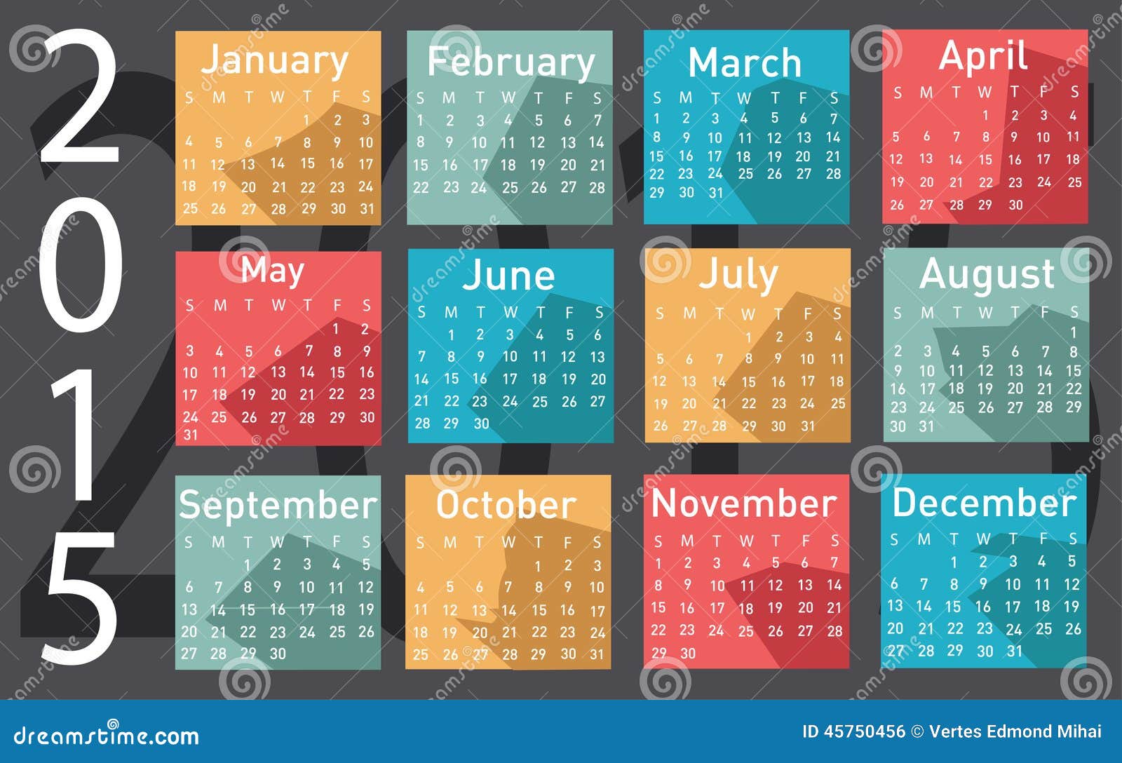 2015 year vector calendar stock vector. Illustration of diary - 45750456