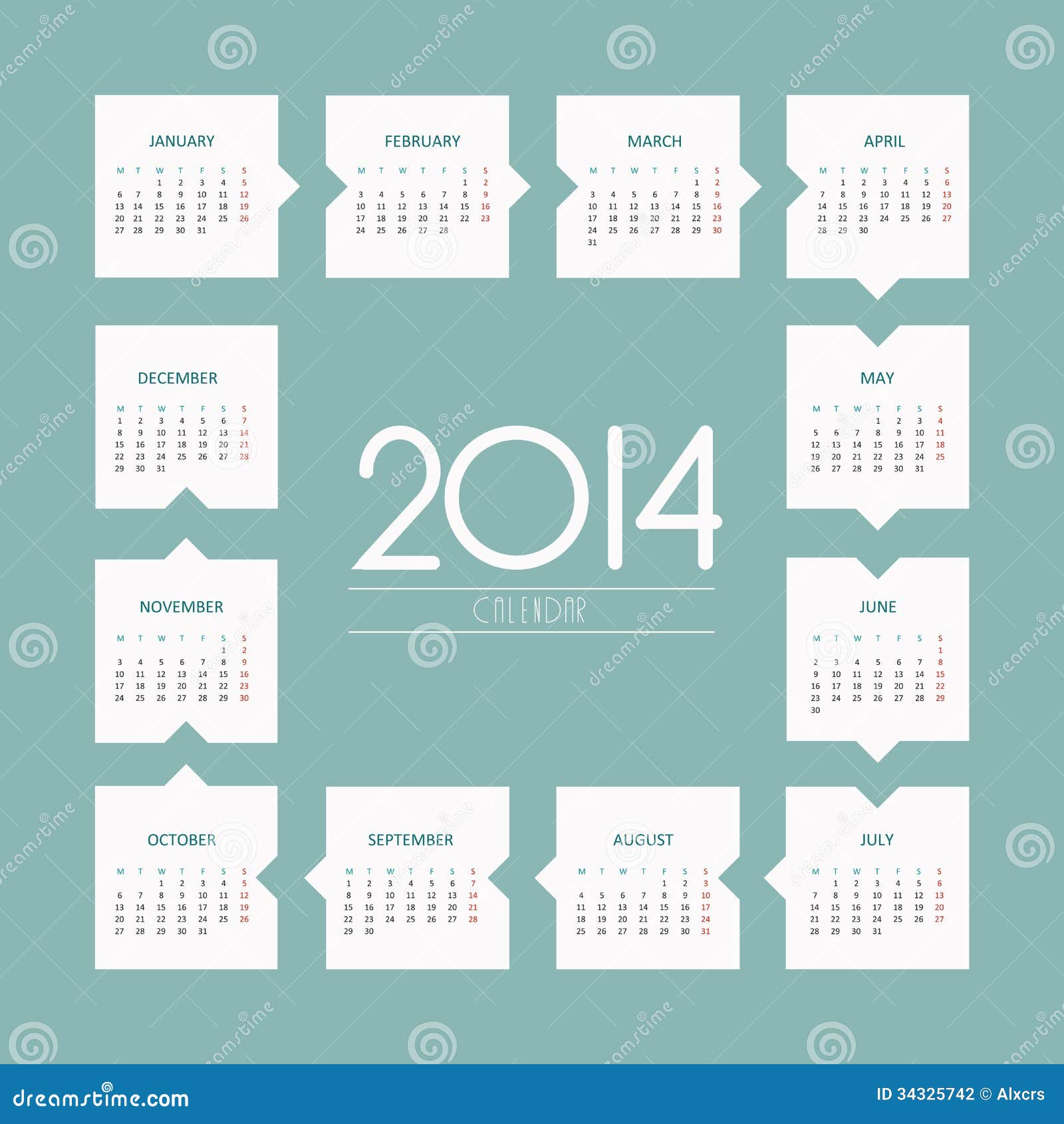 2014 year vector calendar stock vector. Illustration of modern - 34325742