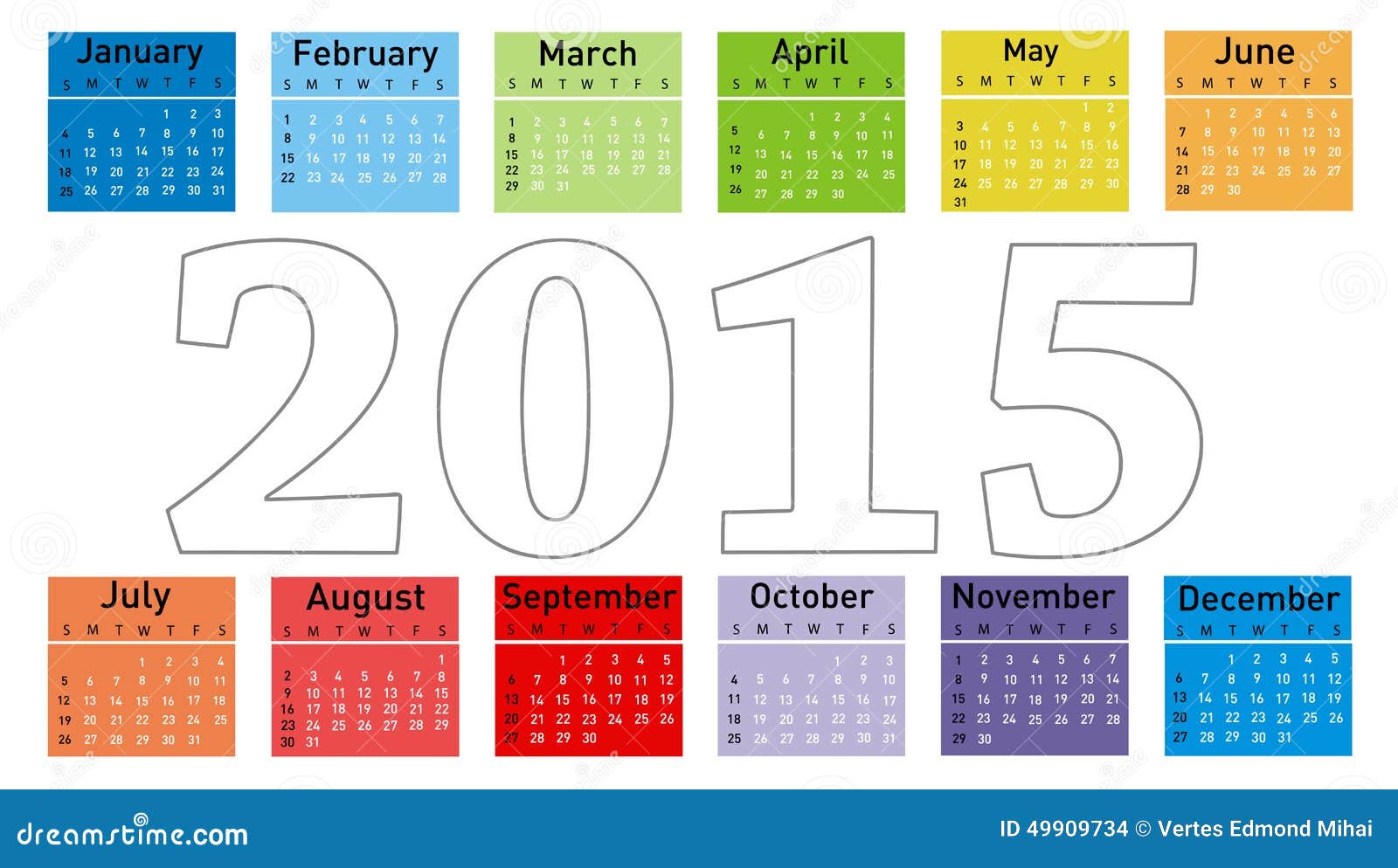 2015 year vector calendar stock vector. Illustration of february - 49909734