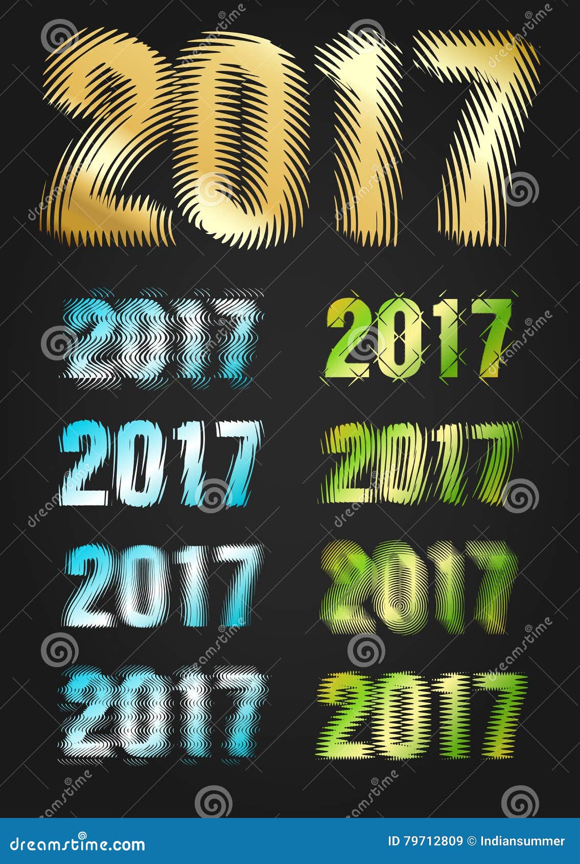 2017 Year Vector Typography Stock Vector - Illustration of postcard ...