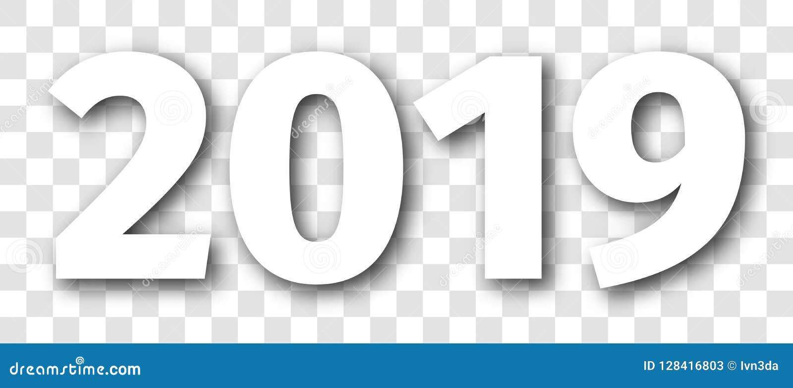 2019 Year White Isolated Number with Shadow Stock Vector - Illustration ...