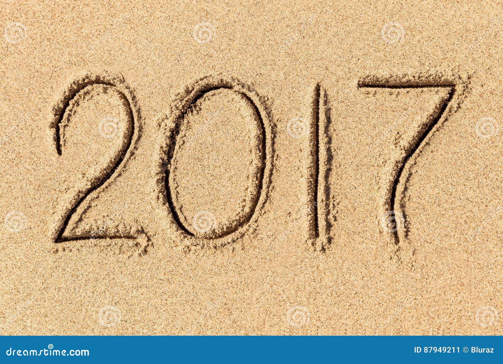 2017 Year Written on the Beach Sand Stock Image - Image of beach, sand ...