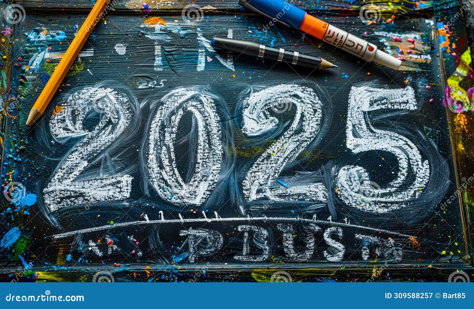 The Year 2025 Written in Bold White Chalk on a Classic Blackboard ...