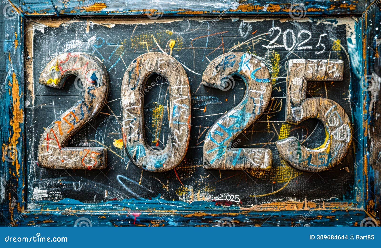 The Year 2025 Written in Bold White Chalk on a Classic Blackboard ...