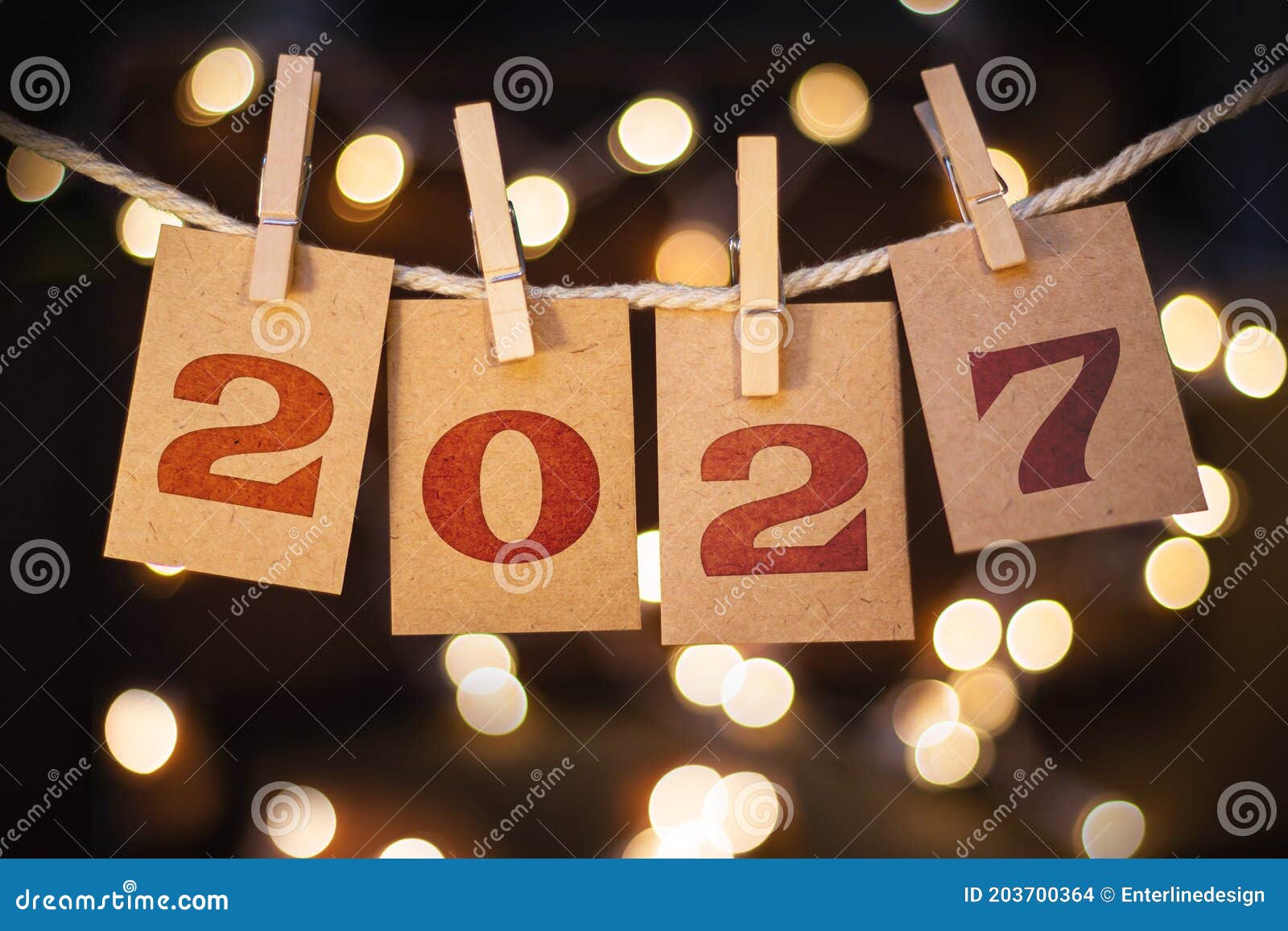 Year 2027 Written on Pinned Cards on a String Stock Photo - Image of ...