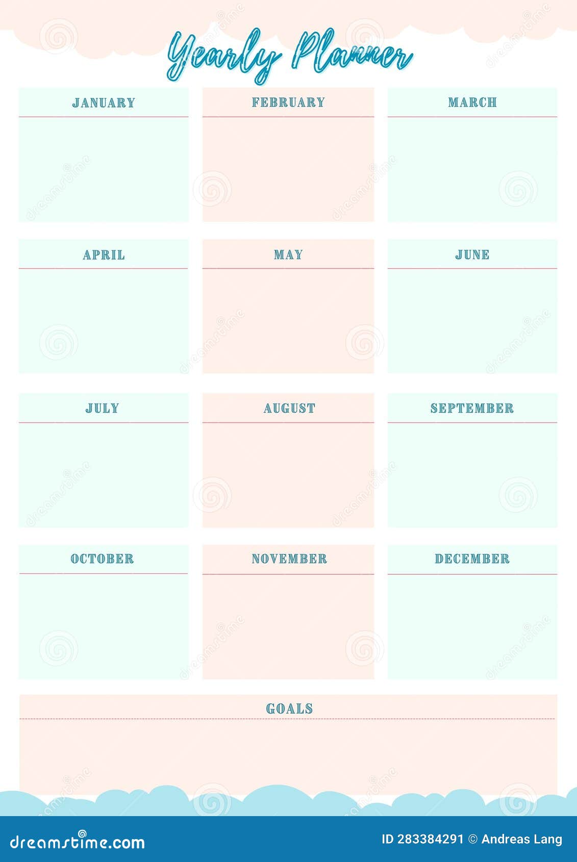 Yearly Planner Digital Planning Insert Sheet Printable Page Template ...