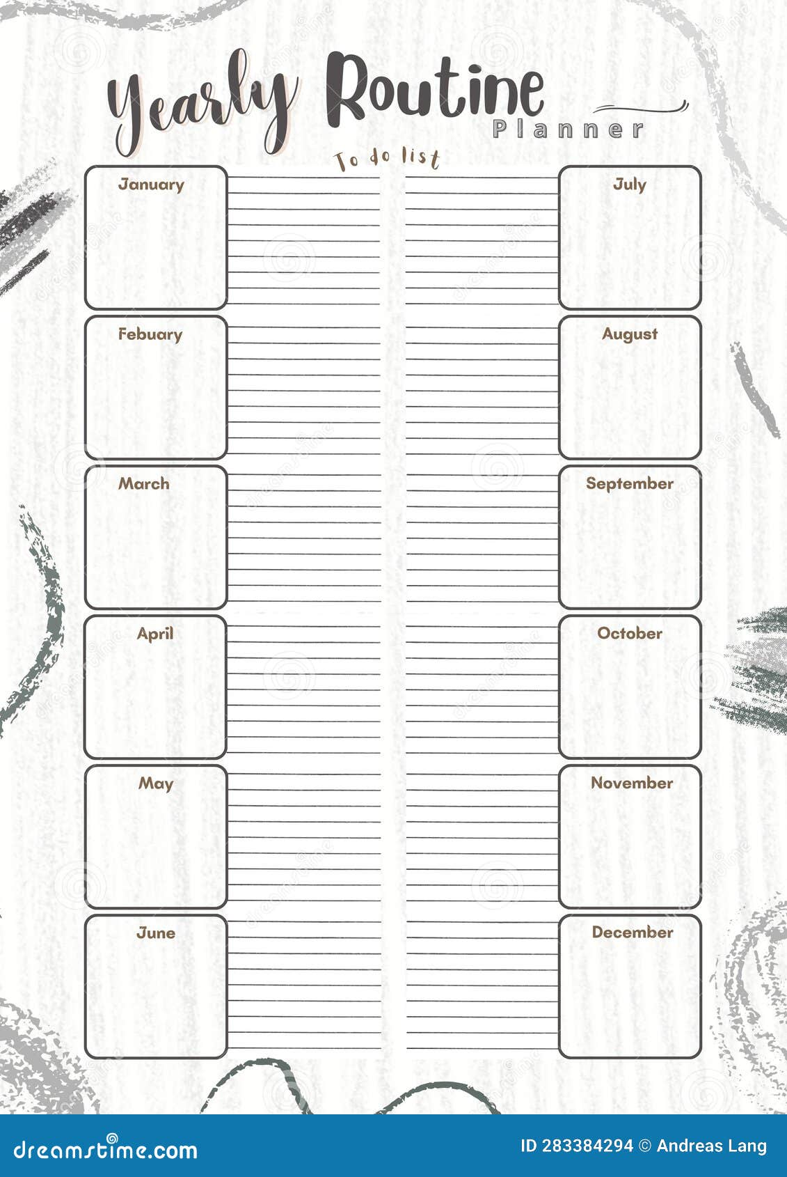 Yearly Routine Planner Digital Planning Insert Sheet Printable Page ...