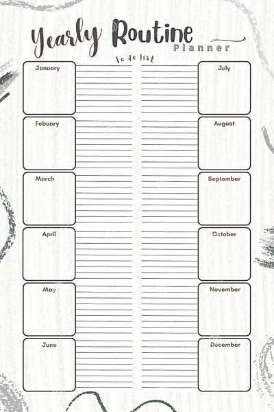 Yearly Routine Planner Digital Printable Blank Template Insert Stock ...