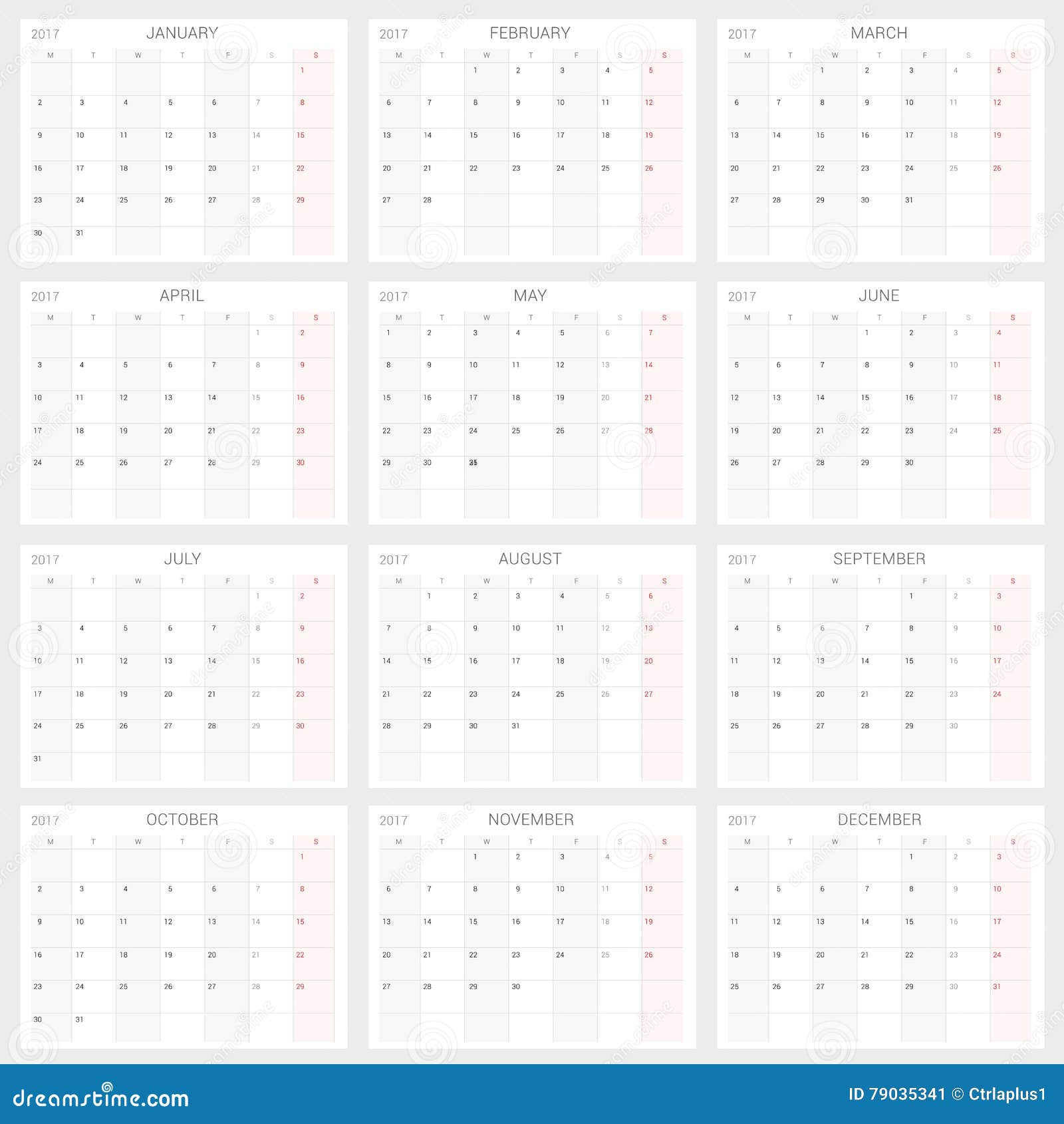 Yearly Wall Calendar Planner Template For Year 2020 Cartoon Vector ...
