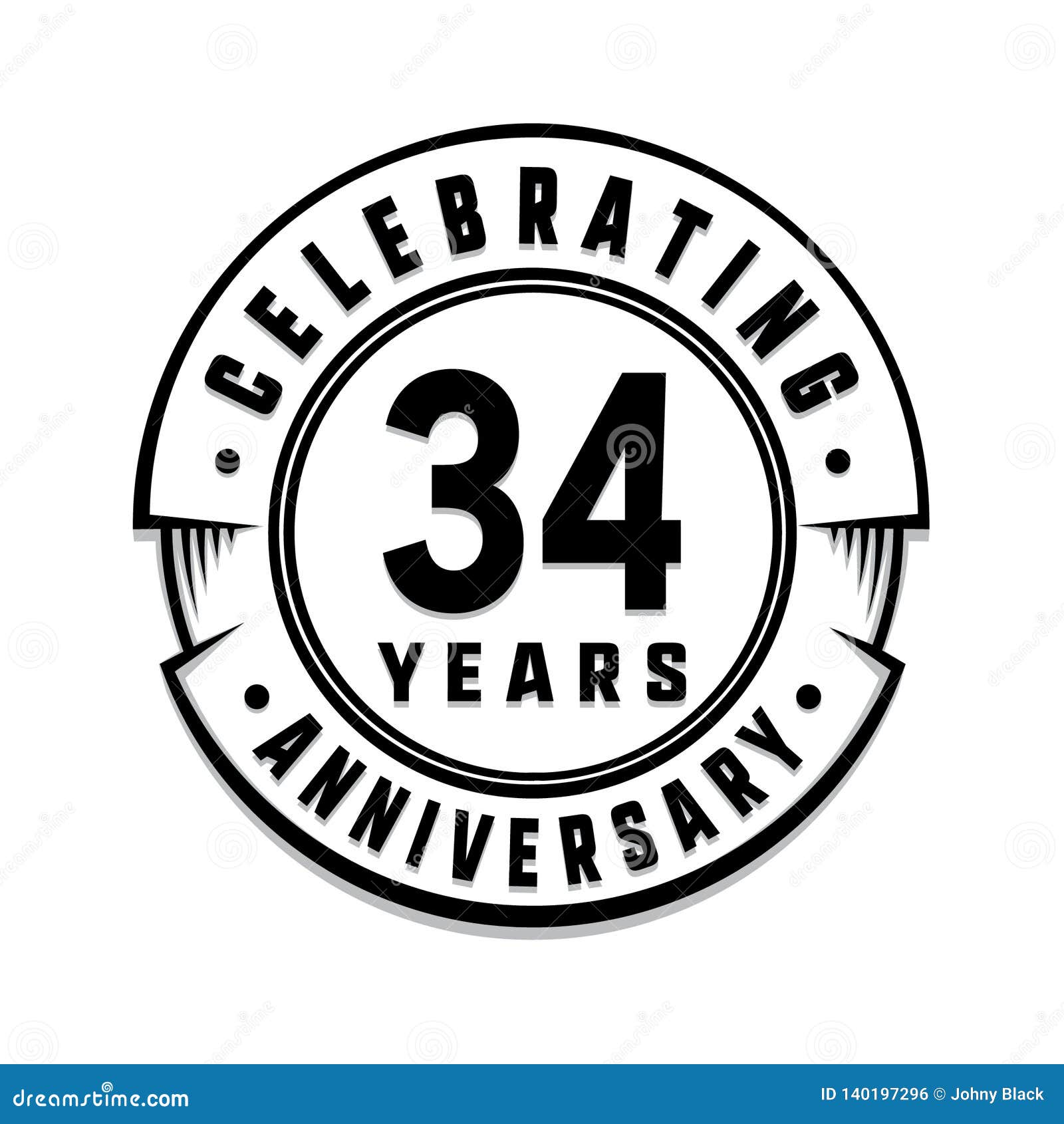 34 Years Anniversary Logo Template. 34th Vector and Illustration. Stock ...