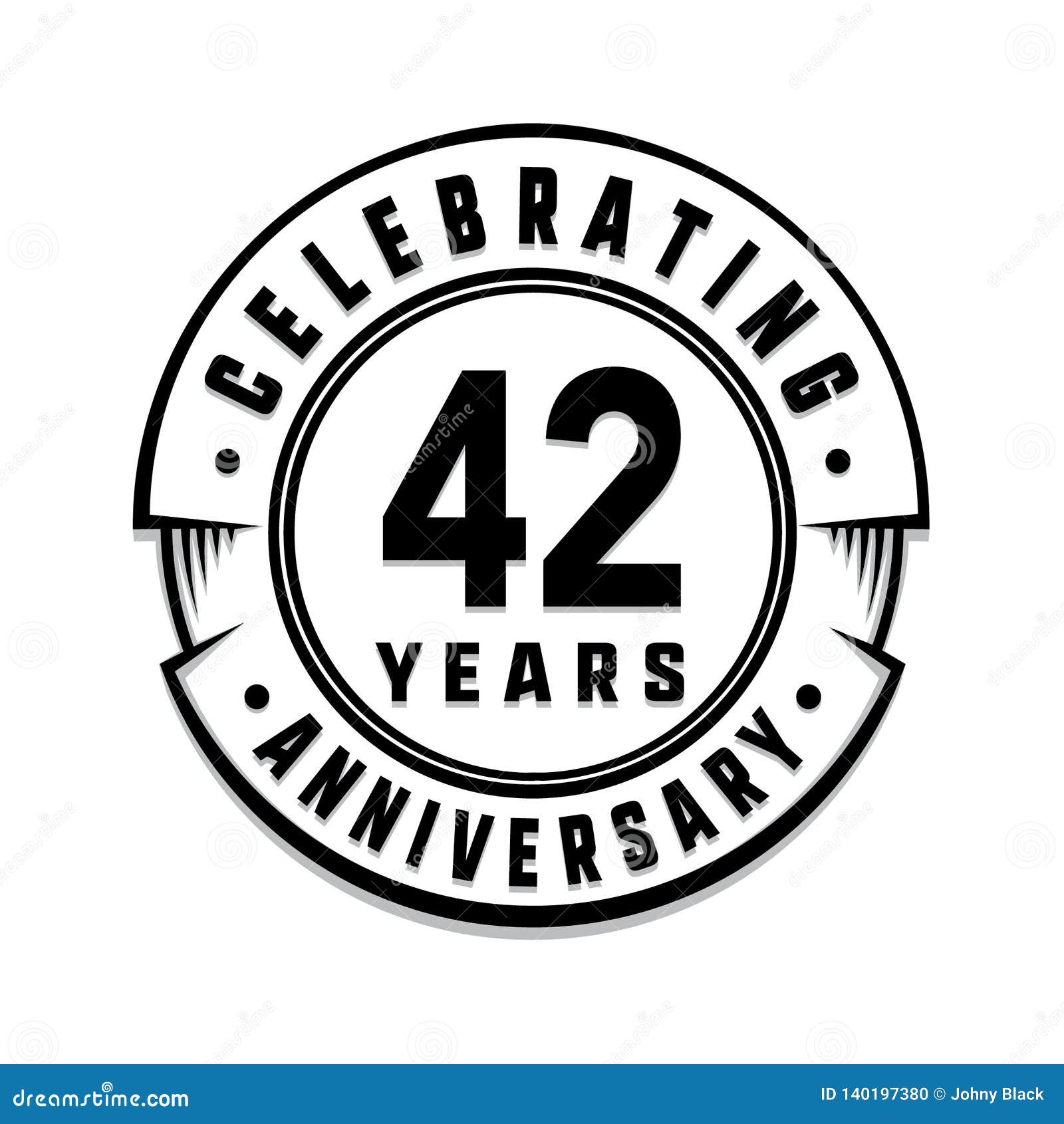 42 Years Anniversary Logo Template. 42nd Vector and Illustration. Stock ...