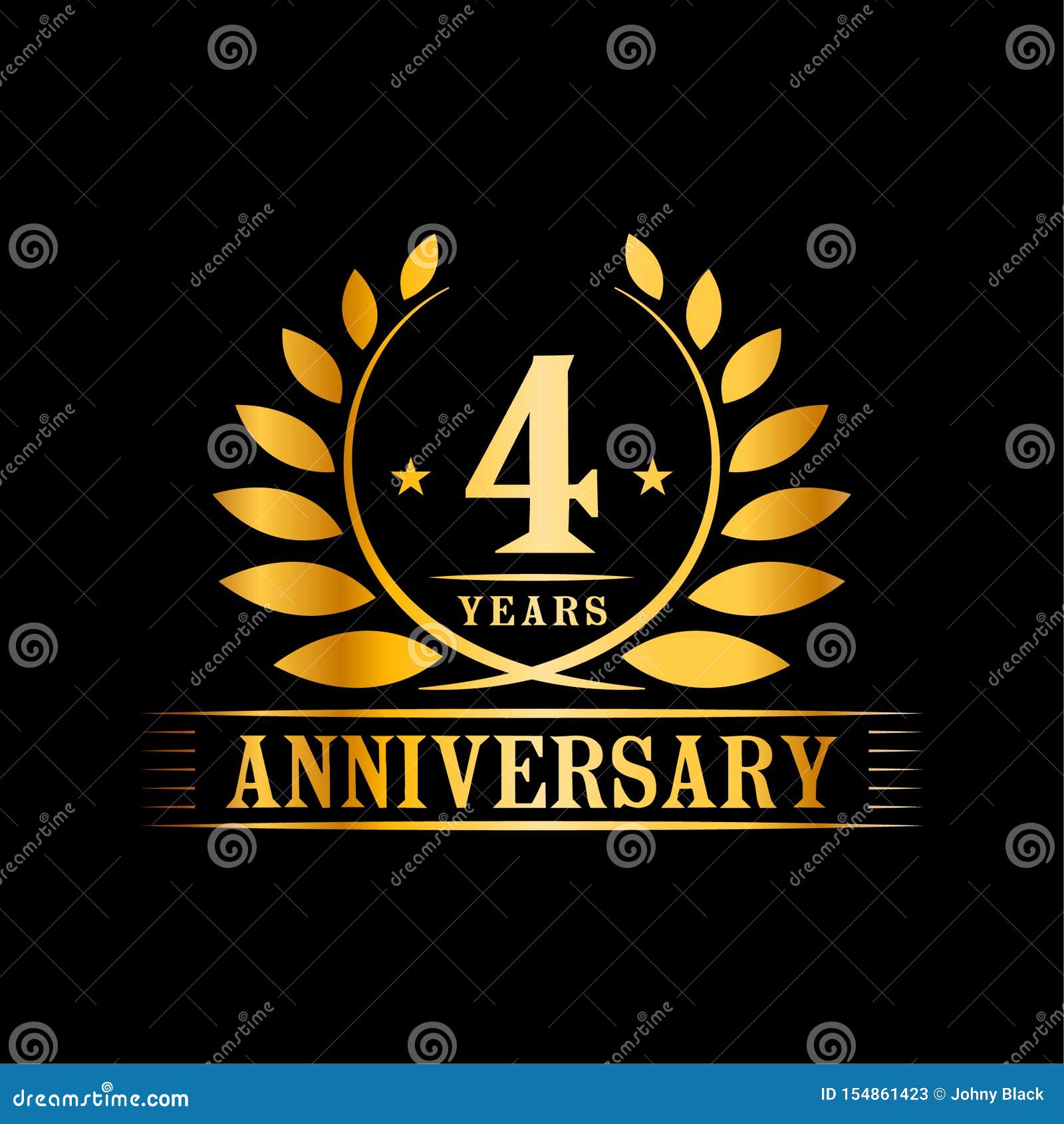 4 Years Anniversary Celebration Logo. 4th Anniversary Luxury Design ...