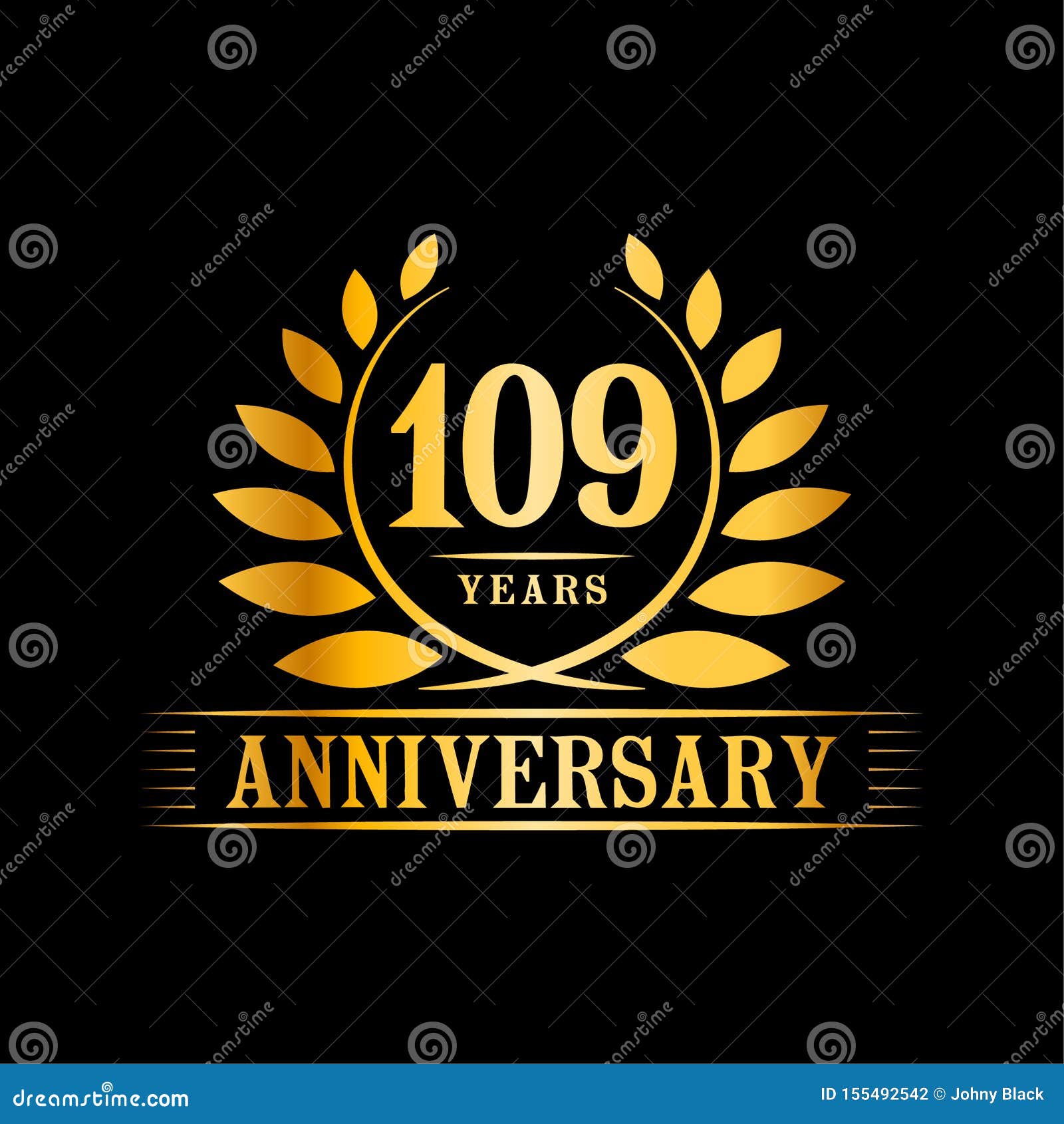 109 Years Anniversary Celebration Logo. 109th Anniversary Luxury Design ...