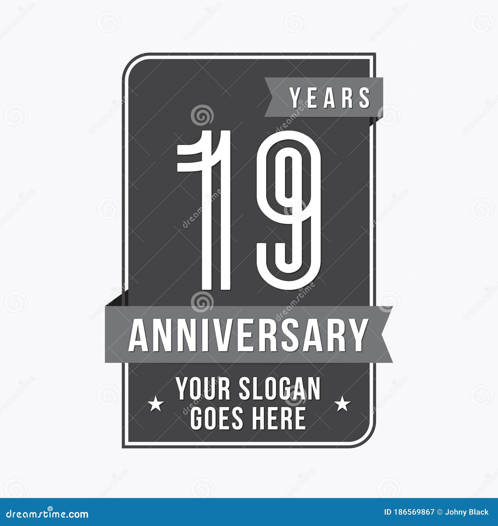 19 Years Celebrating Anniversary Design Template. 19th Logo. Vector and ...