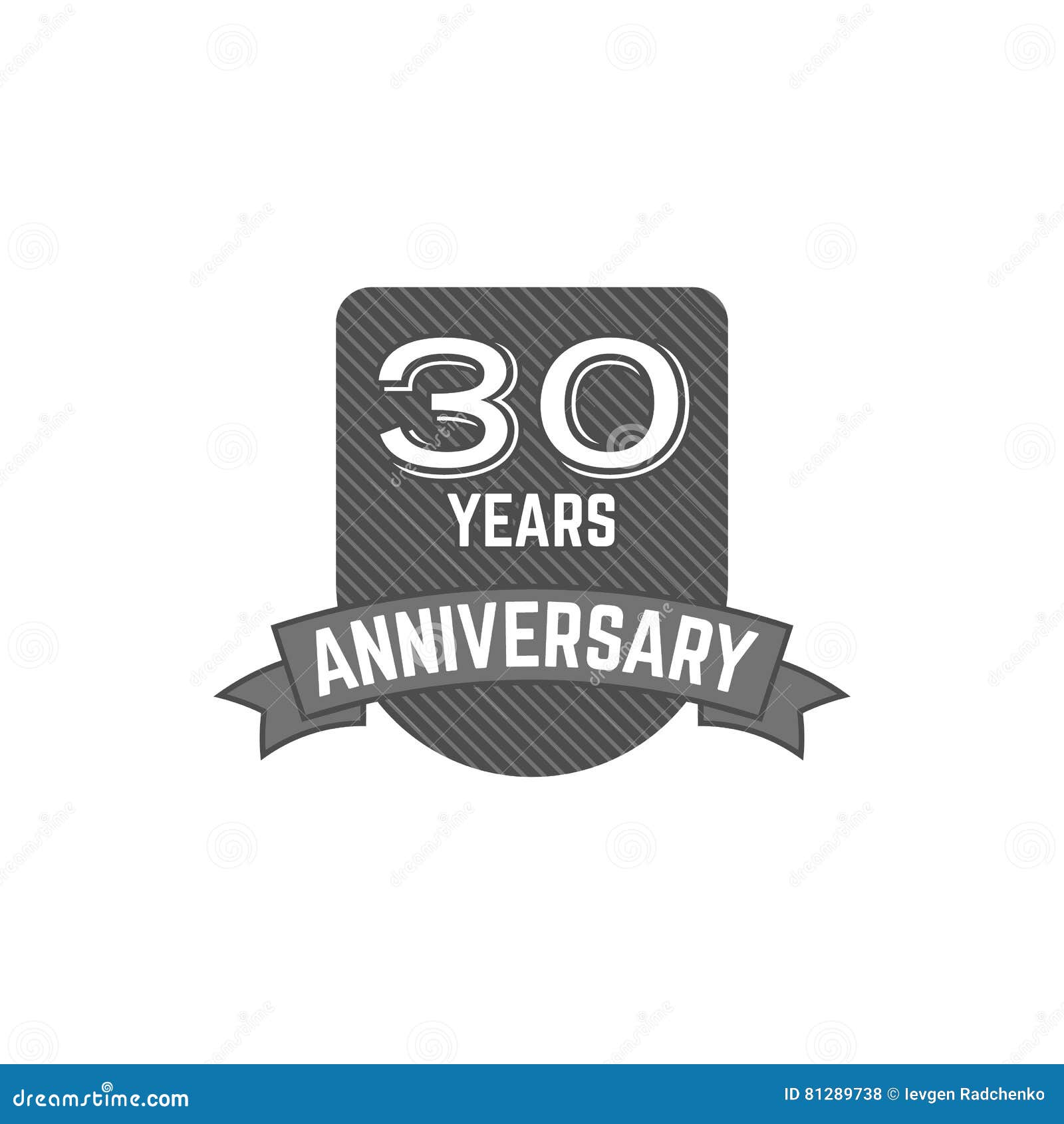 30 Years Anniversary Badge, Sign and Emblem with Ribbon and Typography ...