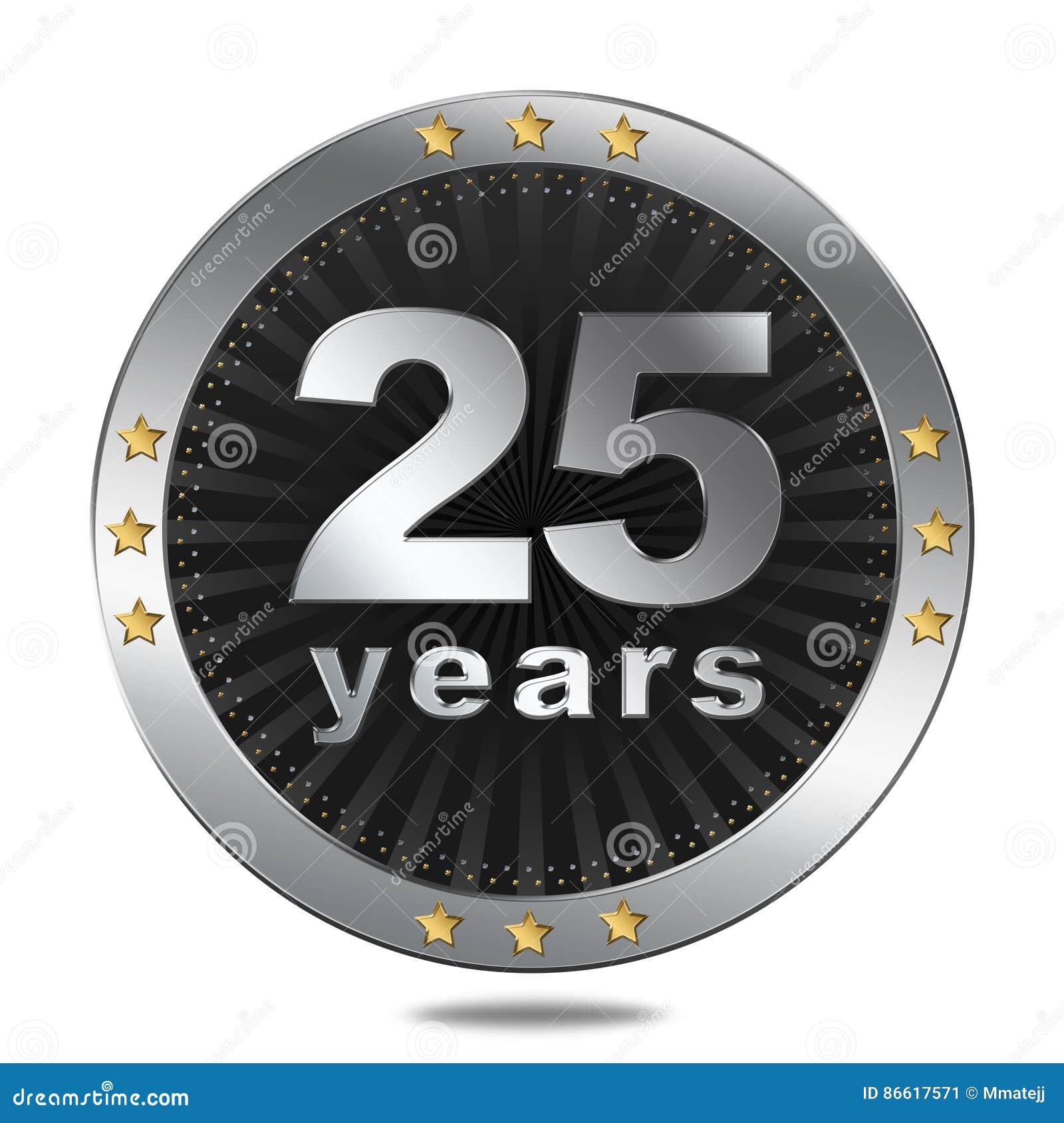 25 Years Anniversary Badge - Silver Colour. Stock Illustration ...