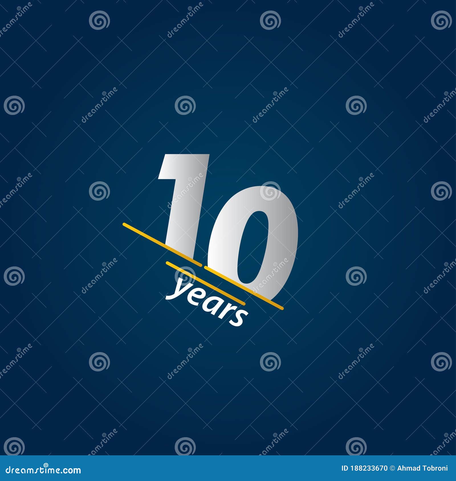 10 Years Anniversary Celebration Blue and White Vector Template Design ...