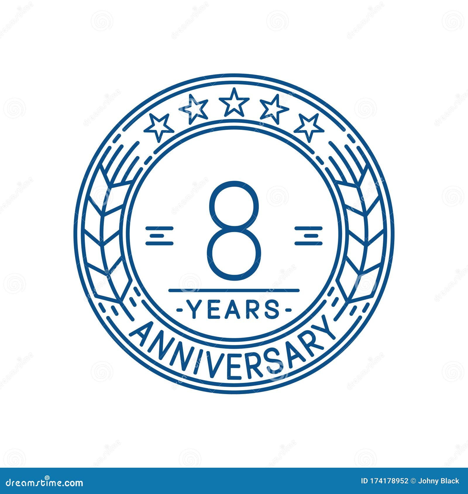 8 Years Anniversary Celebration Logo Template. 8th Line Art Vector and ...