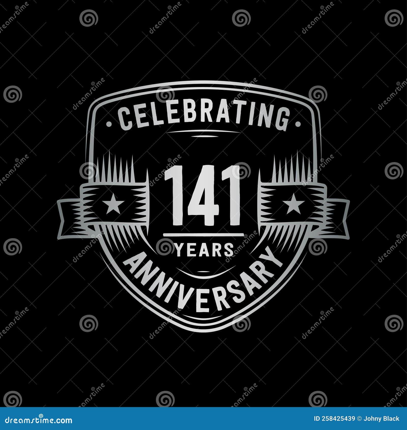 141 Years Anniversary Celebration Shield Design Template. 141st ...