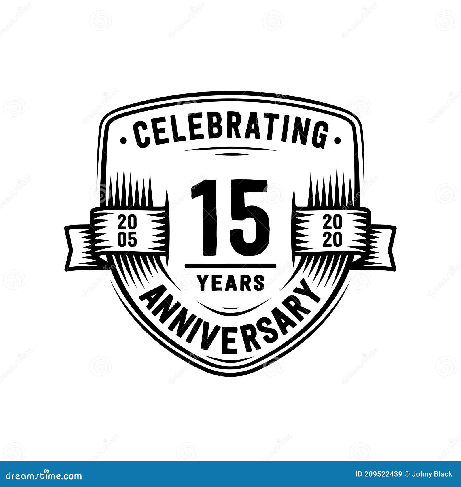 15 Years Anniversary Celebration Shield Design Template. 15th ...