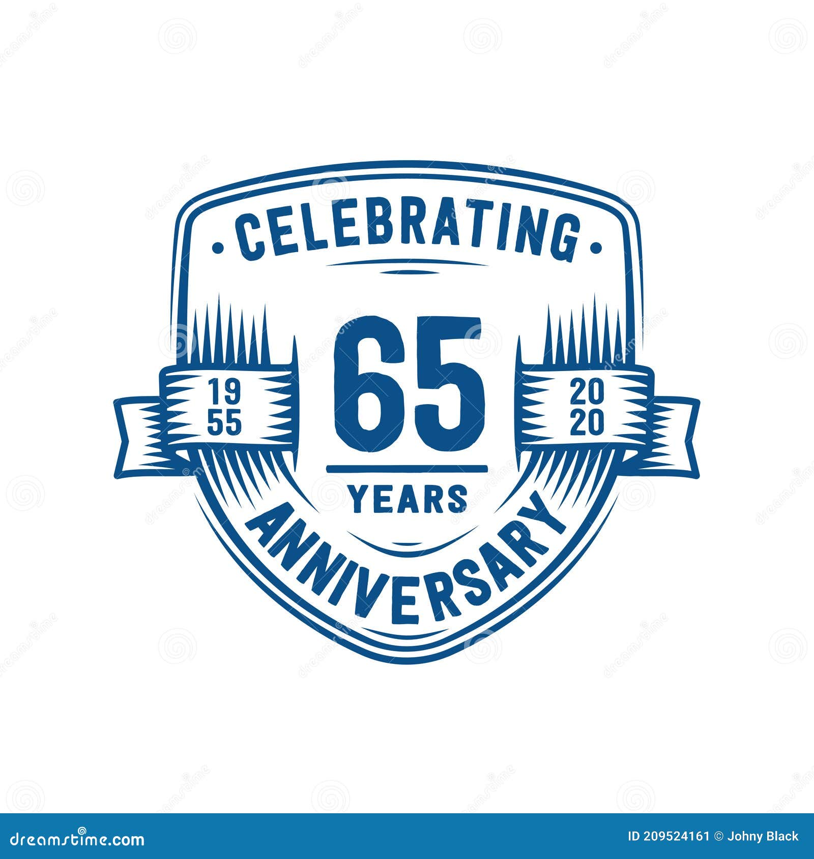 65 Years Anniversary Celebration Shield Design Template. 65th ...