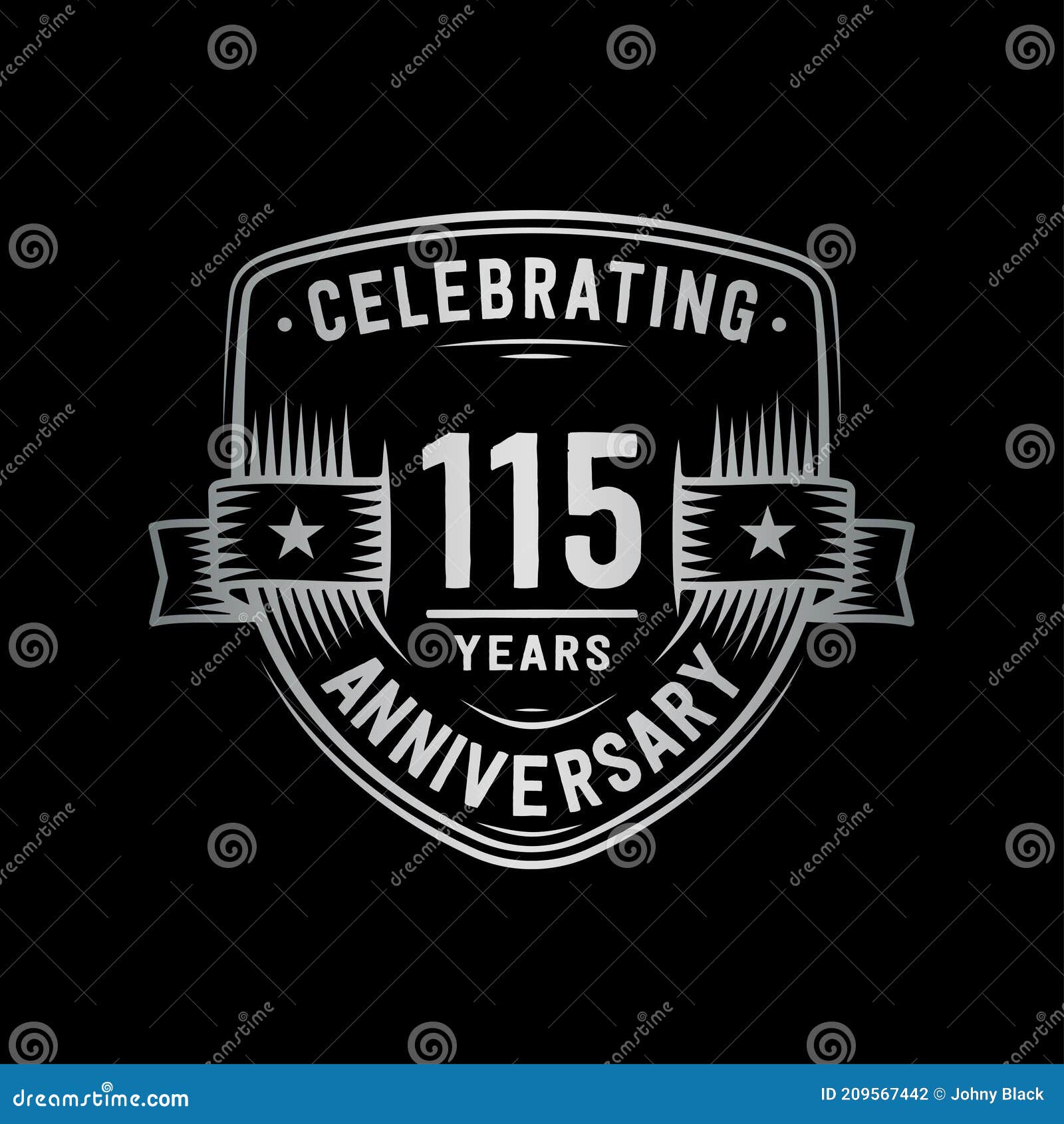 115 Years Anniversary Celebration Shield Design Template. 115th ...