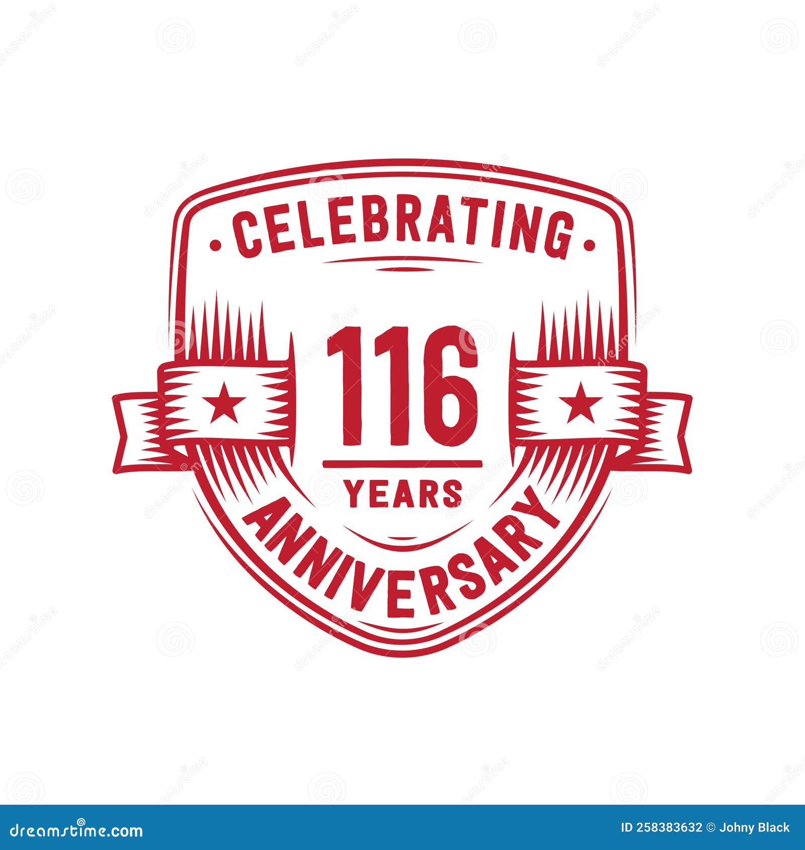 116 Years Anniversary Celebration Shield Design Template. 116th ...