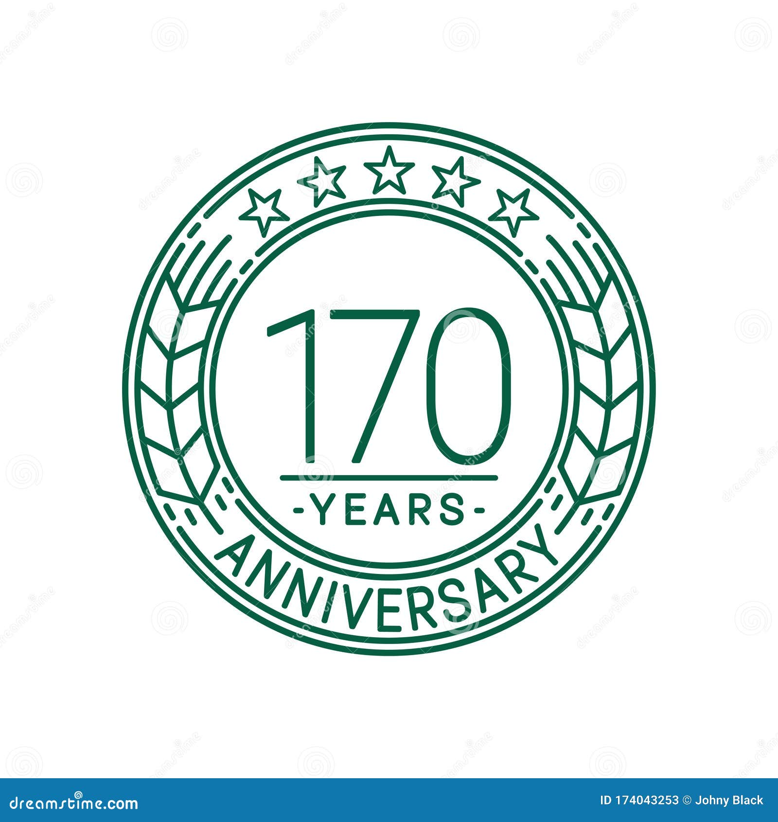 170 Years Anniversary Celebration Logo Template. 170th Line Art Vector ...