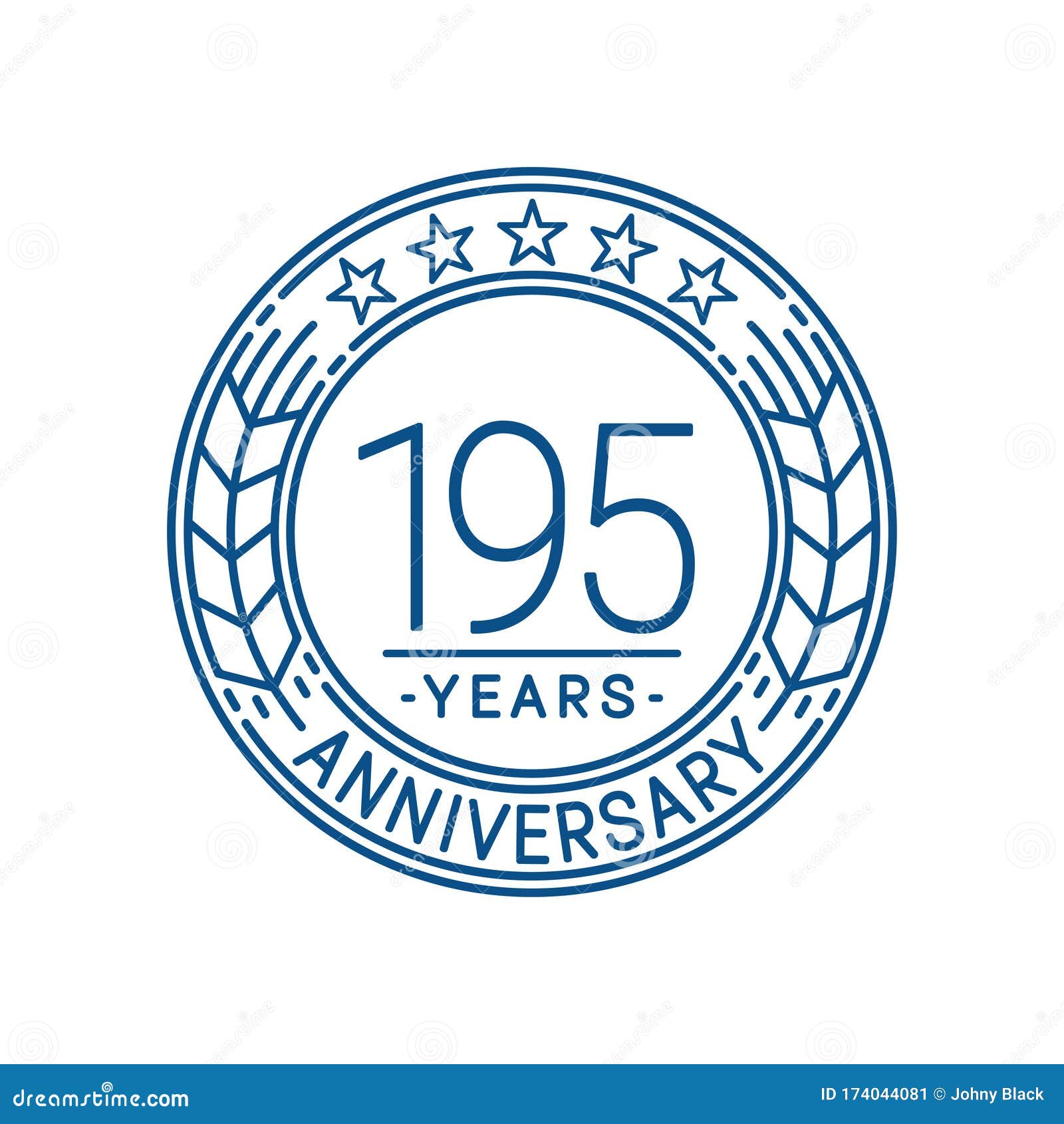 195 Years Anniversary Celebration Logo Template. 195th Line Art Vector ...