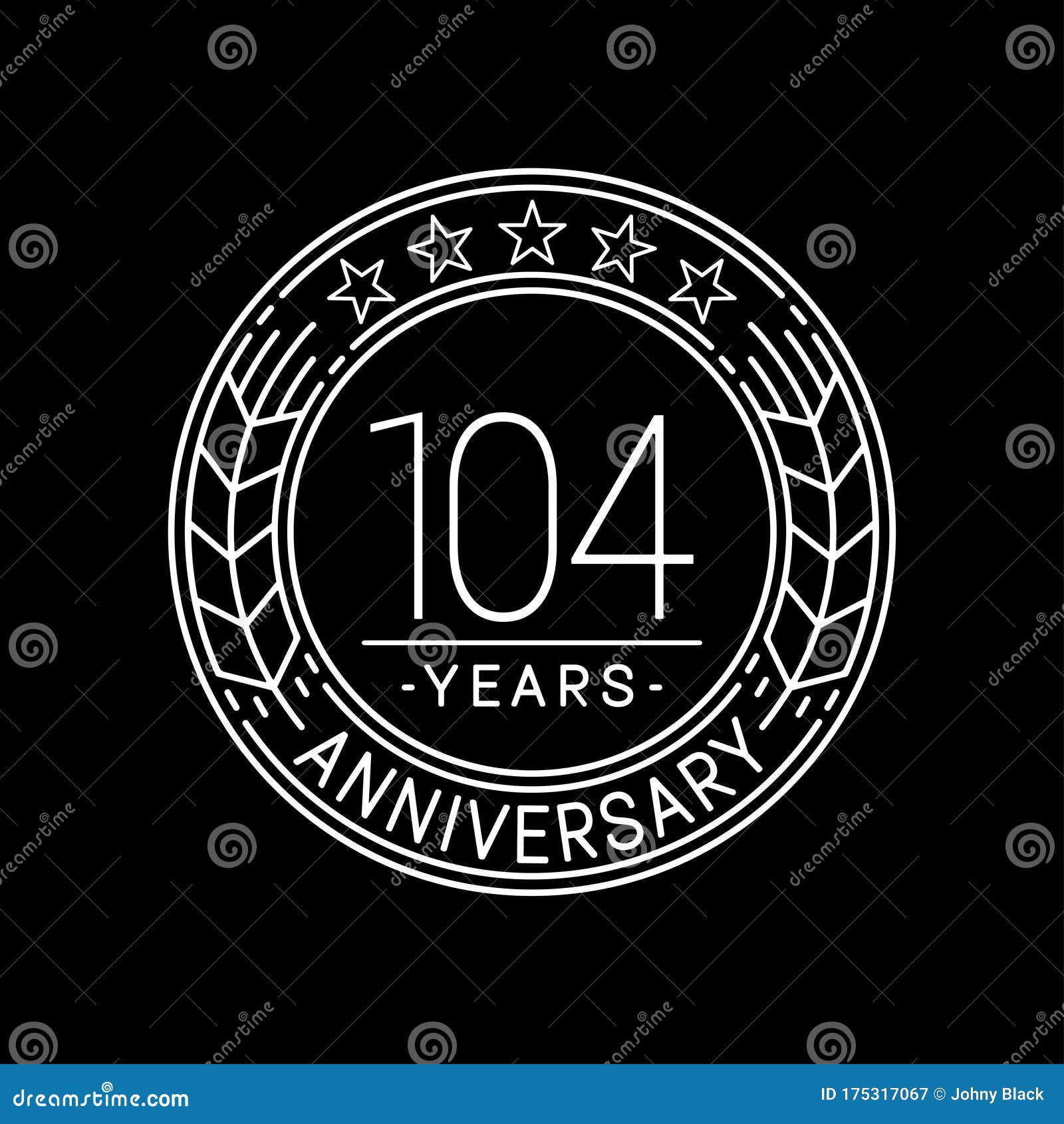 104 Years Anniversary Celebration Logo Template. 104th Line Art Vector ...