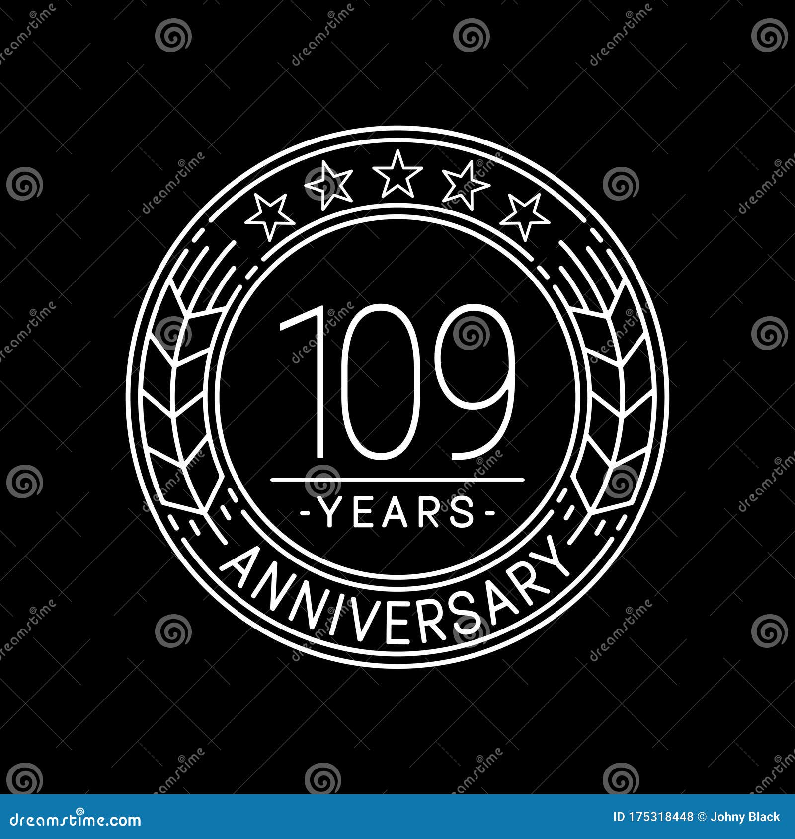 109 Years Anniversary Celebration Logo Template. 109th Line Art Vector ...