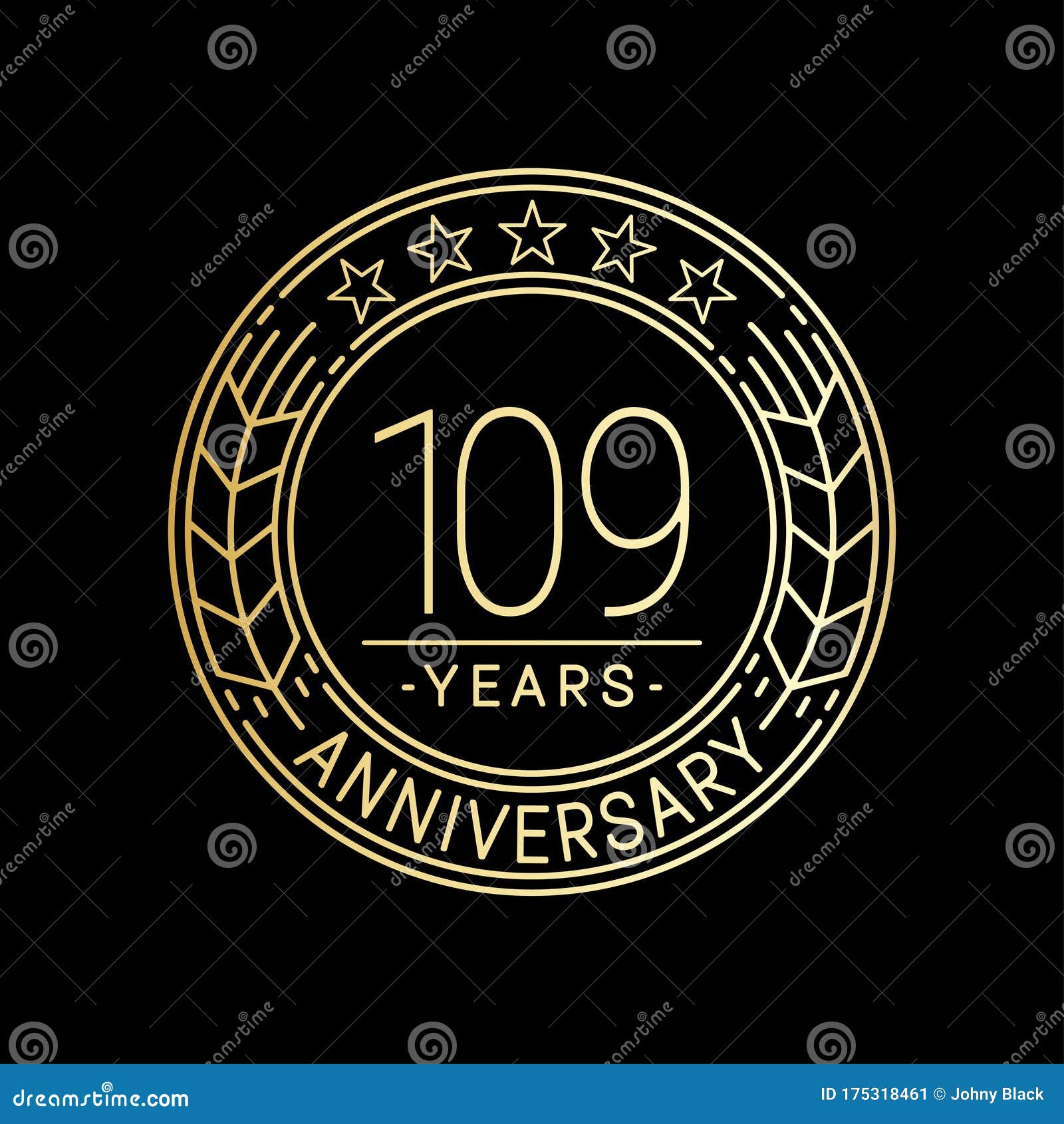 109 Years Anniversary Celebration Logo Template. 109th Line Art Vector ...