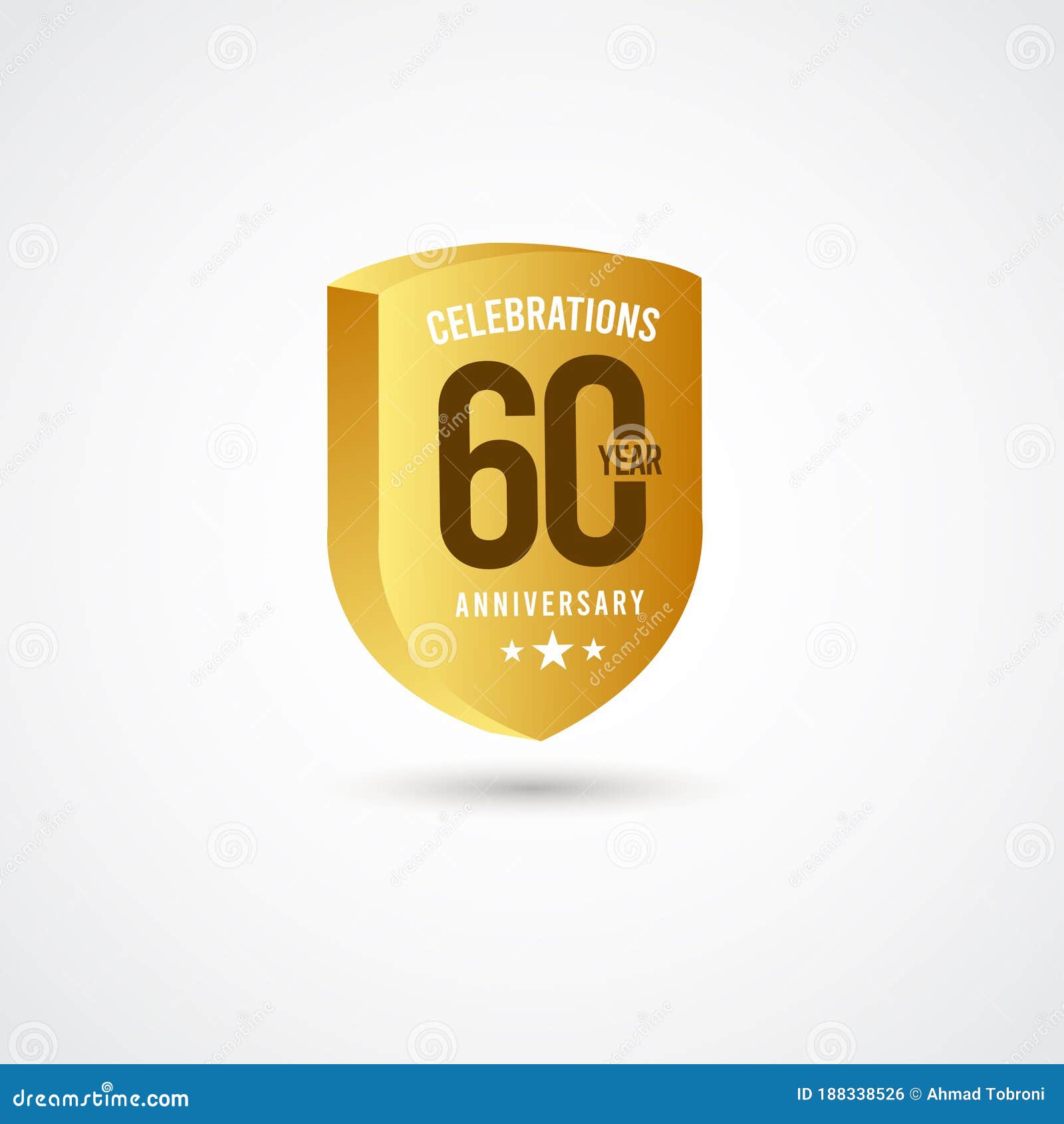 60 Years Anniversary Celebration Gold 3 D Vector Label Logo Template ...