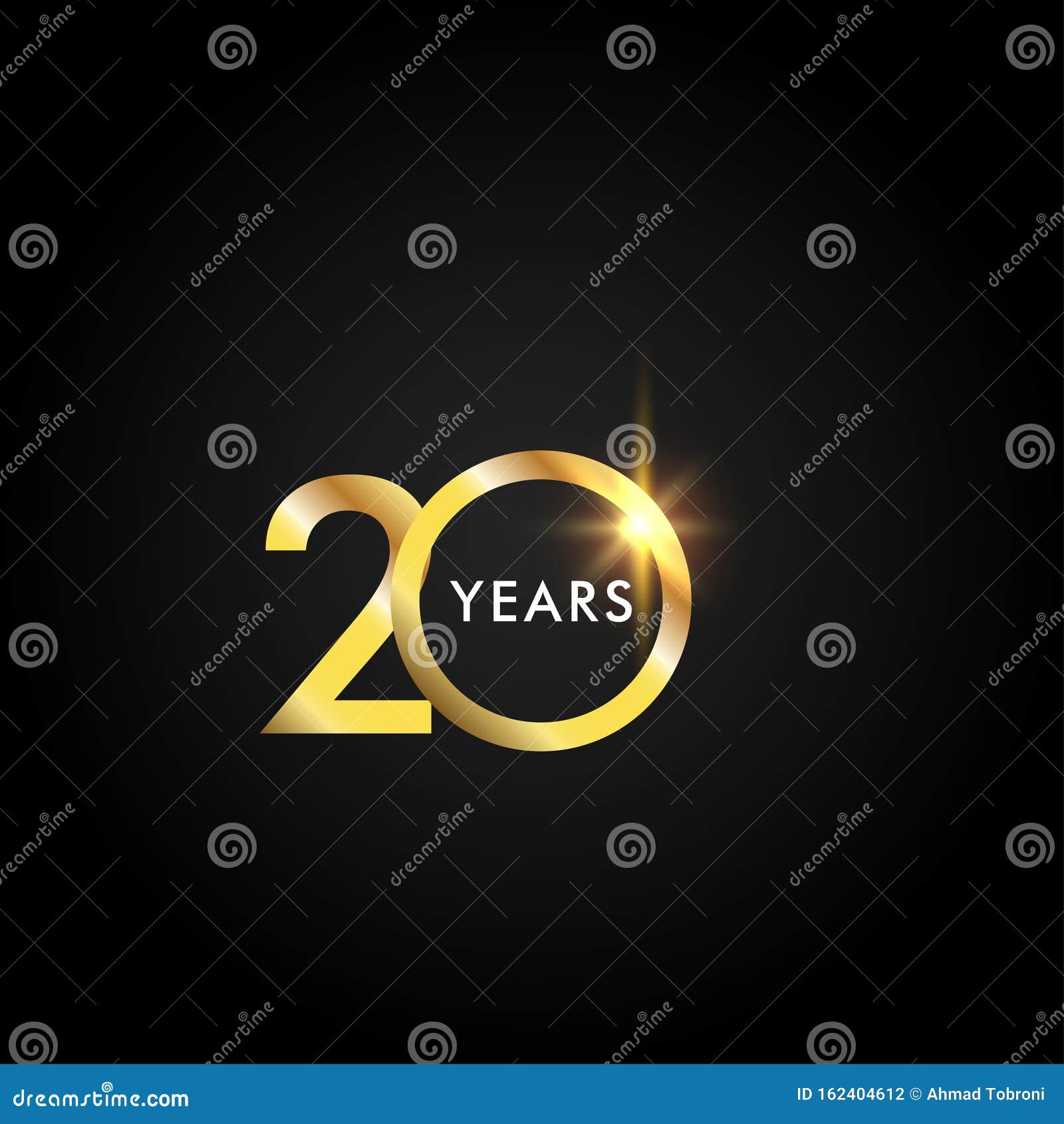 20 Years Anniversary Celebration Gold Vector Template Design ...