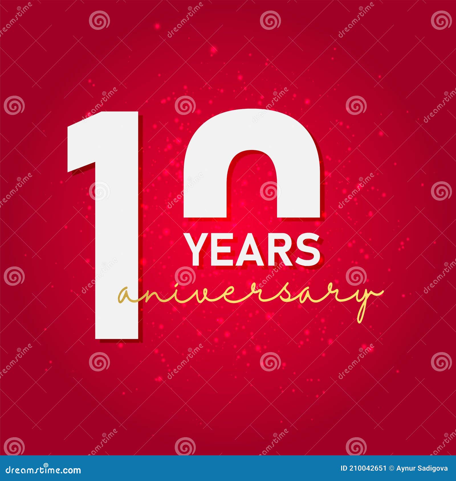 10 Years Anniversary Celebration with Golden Text, Vector Template ...
