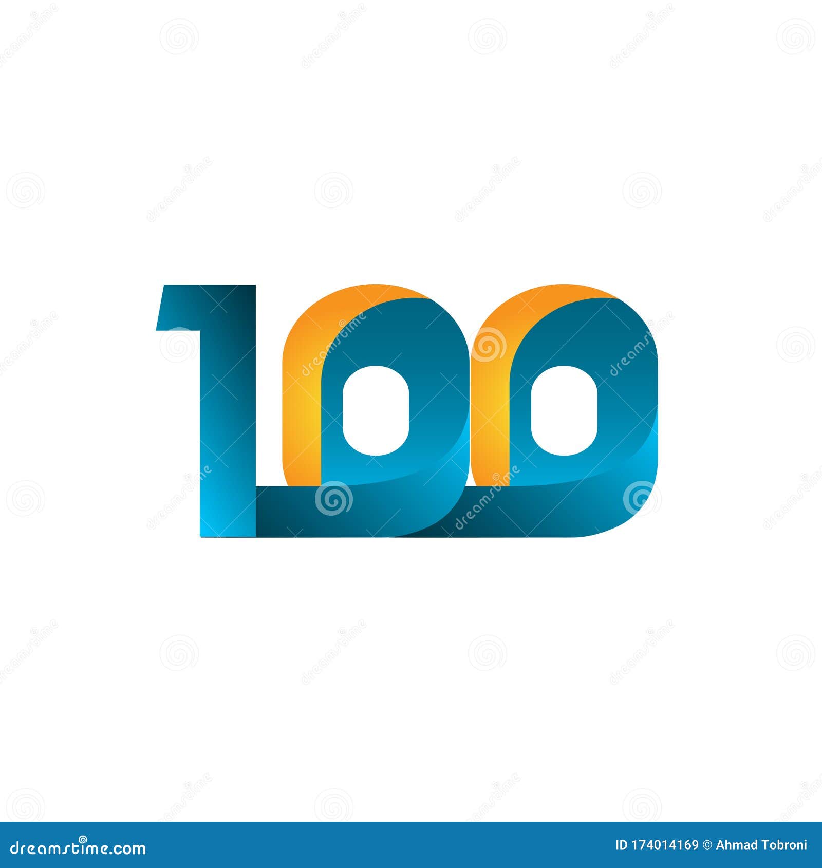 100 Years Anniversary Celebration Gradient Blue Vector Template Design ...