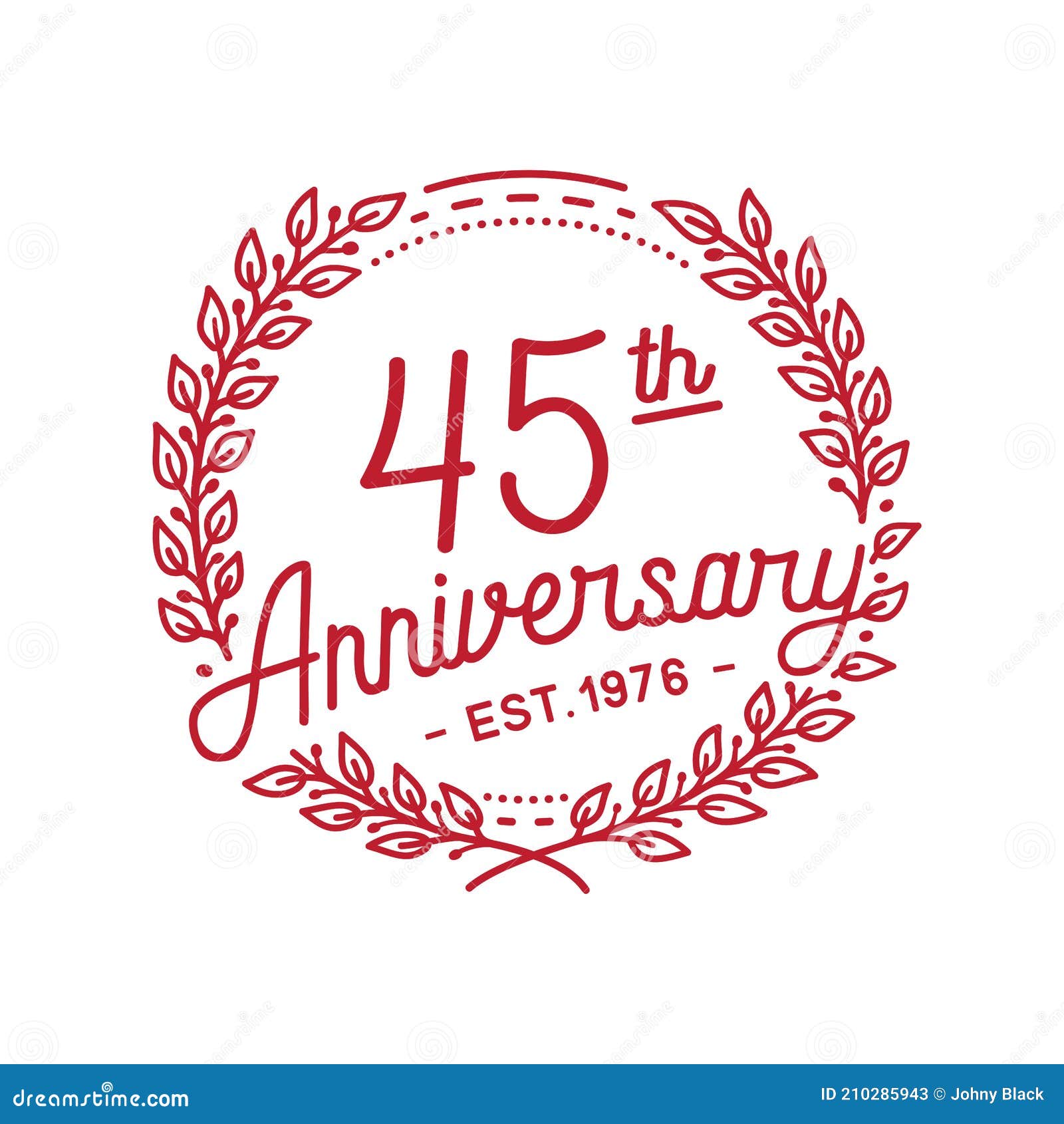 45 Years Anniversary Celebration with Laurel Wreath. 45th Anniversary ...