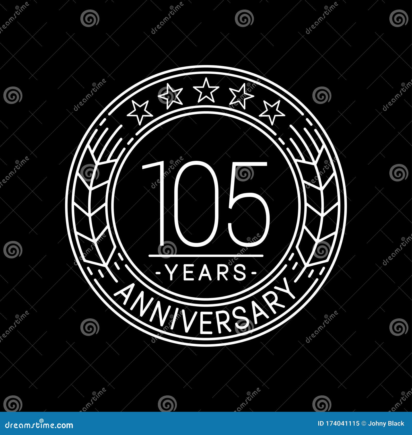 105 Years Anniversary Celebration Logo Template. 105th Line Art Vector ...