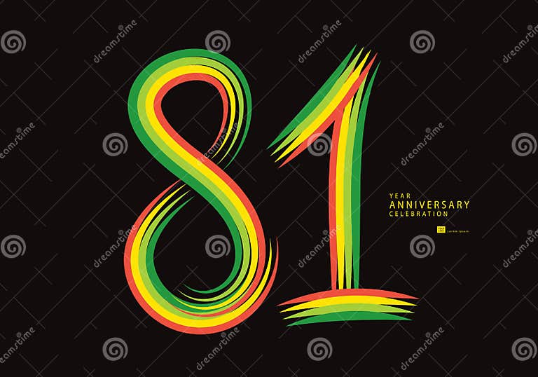81 Years Anniversary Celebration Logotype Colorful Line Vector 81th
