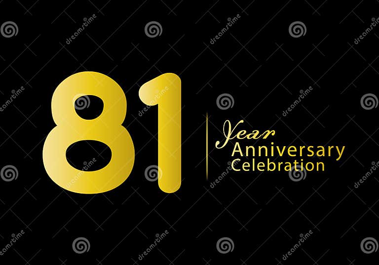 81 Years Anniversary Celebration Logotype Gold Color Vector 81th