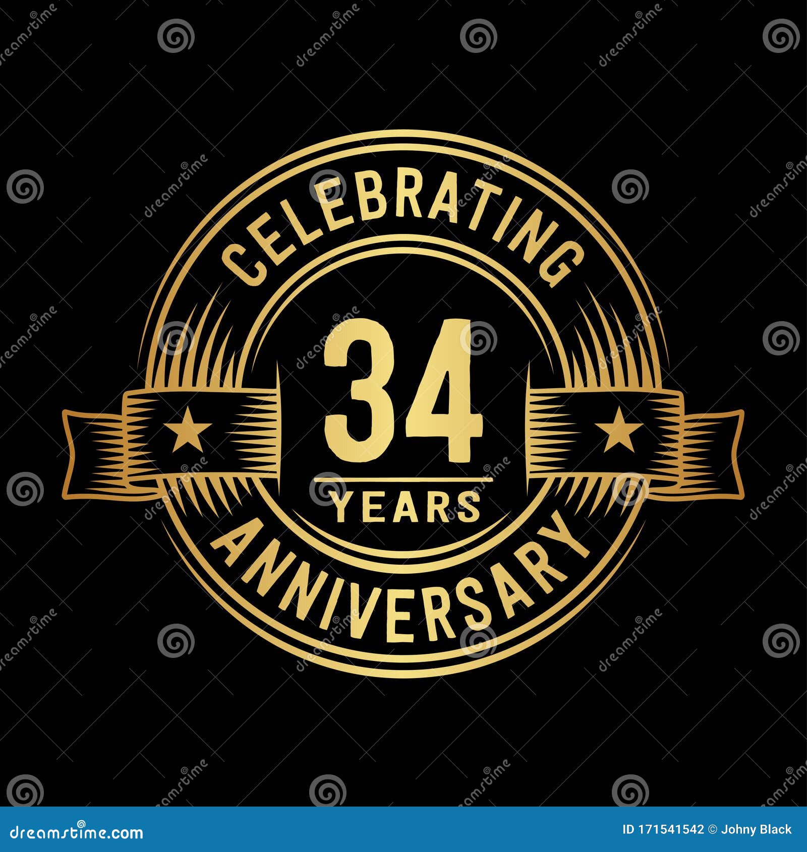 34 Years Anniversary Celebration Logotype. 34th Years Logo. Vector and ...